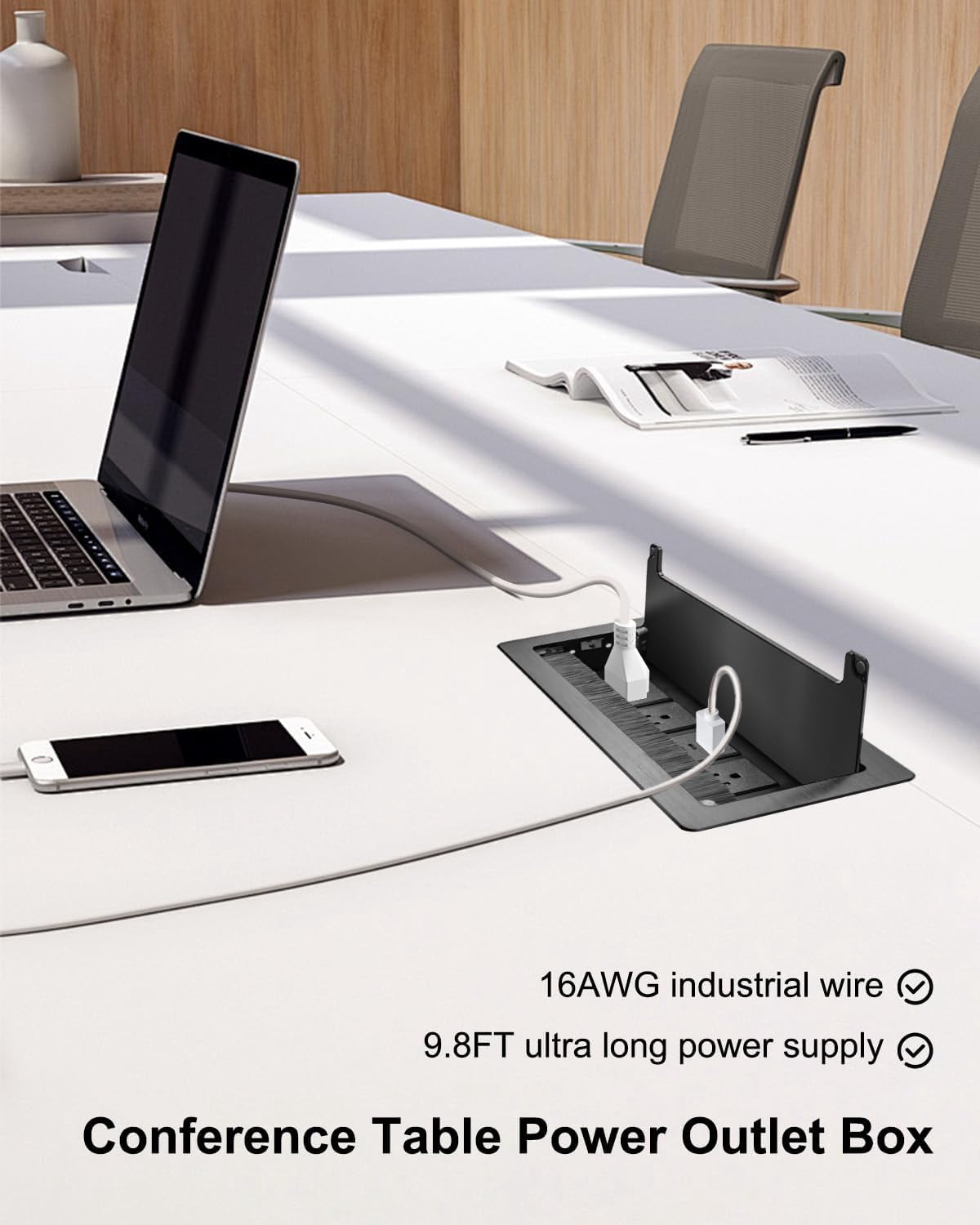 Conference Table Hub Power Outlet with 3 AC Power Outlets and USB Fast ...