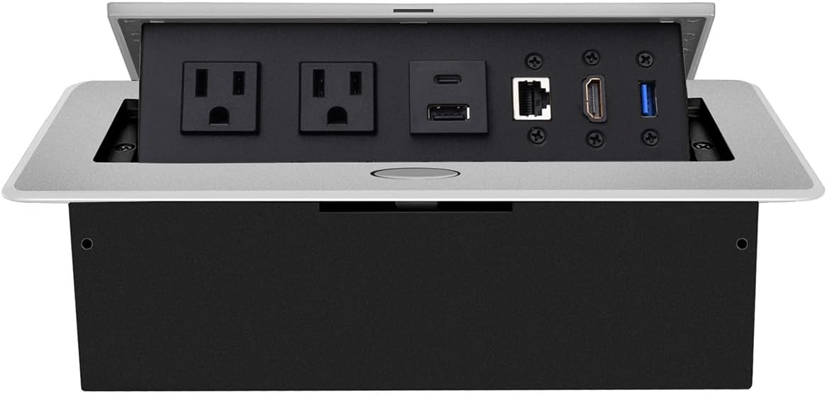 Conference Table Power Hub, Table Pop Up Power Strip Box with Type-C PD ...