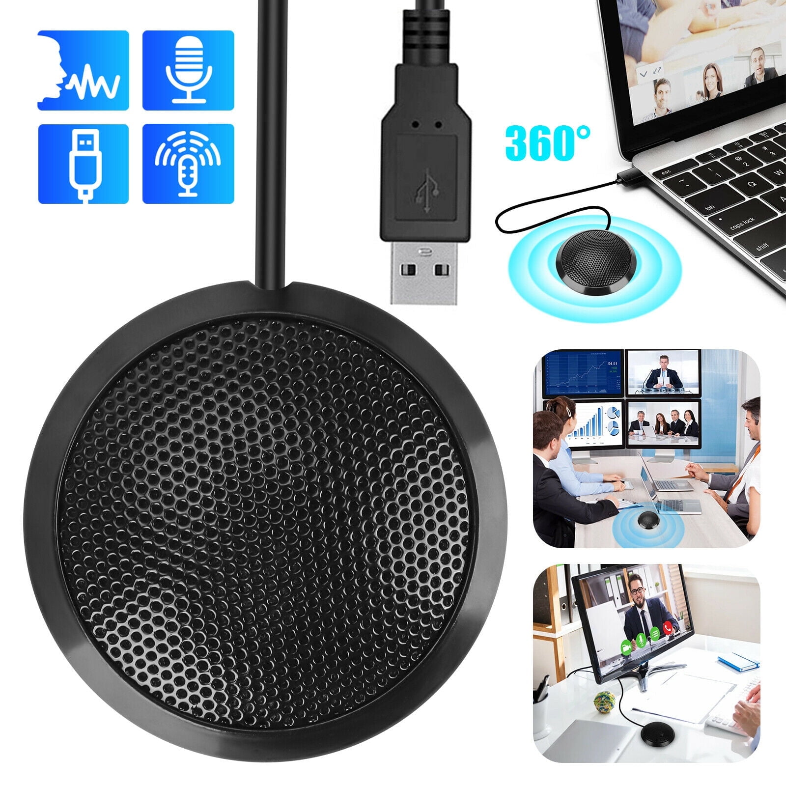 Conference USB Microphone, Computer Desktop Mic,Plug & Play ...