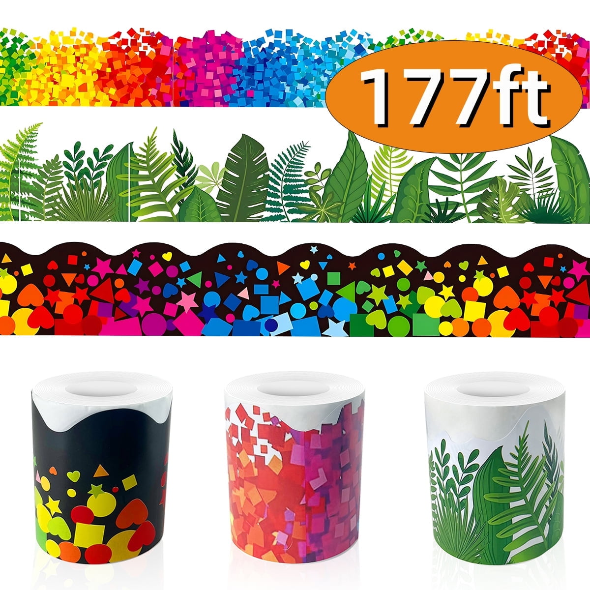 Confetti Asymmetrical Bulletin Board Strips, Multicolor, 3 Rolls ...