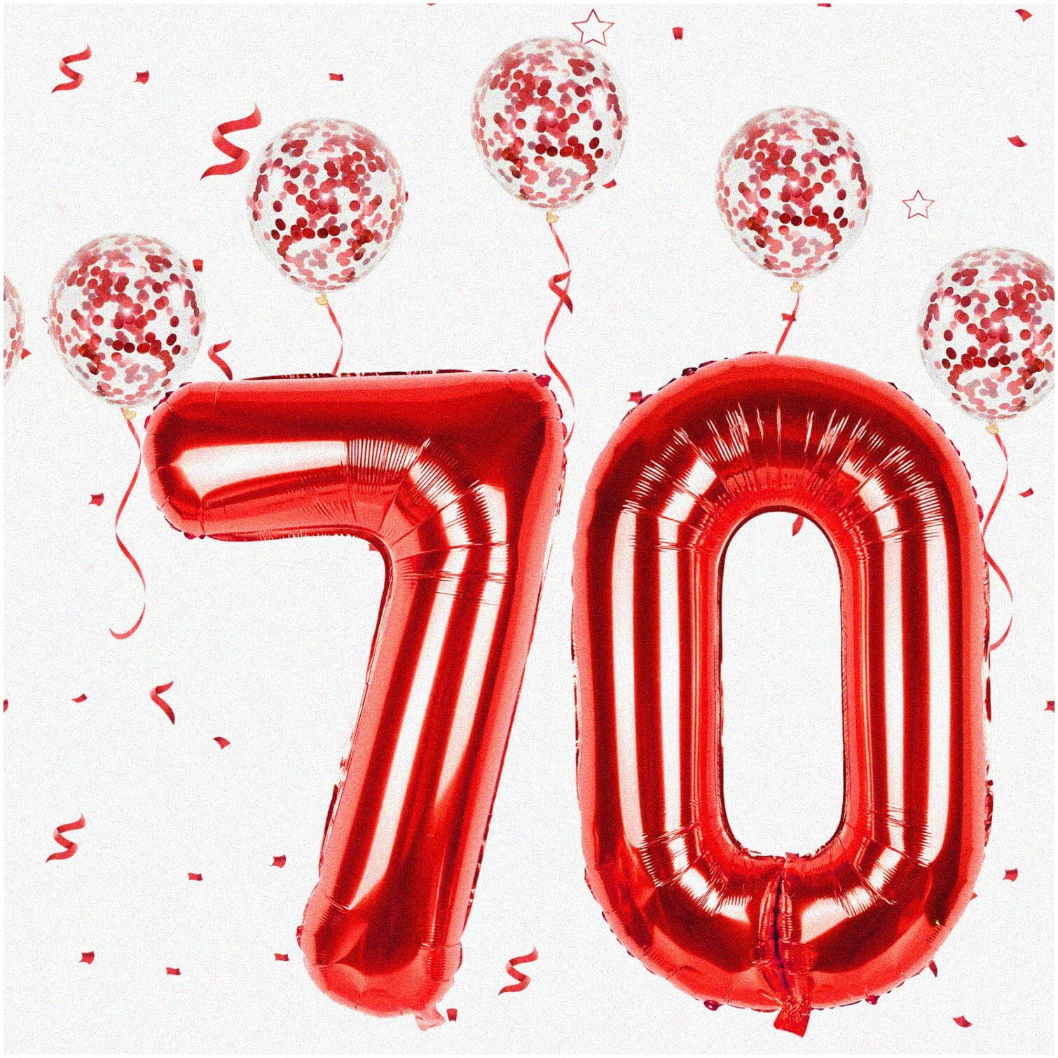 "Confetti Burst 40" Red 70th Birthday Balloons - Celebrate 70 Years ...