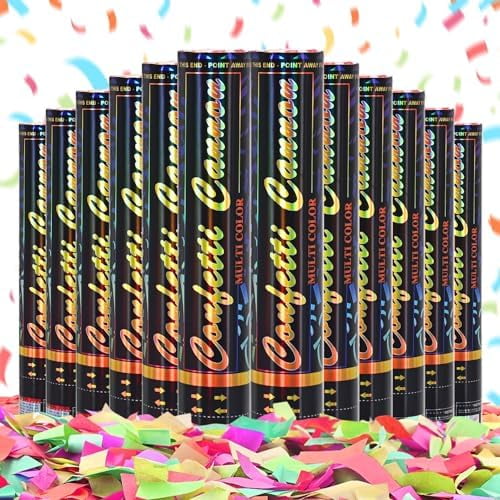 Confetti Cannon Multicolor 12 Pack Biodegradable Confetti Popper Party ...
