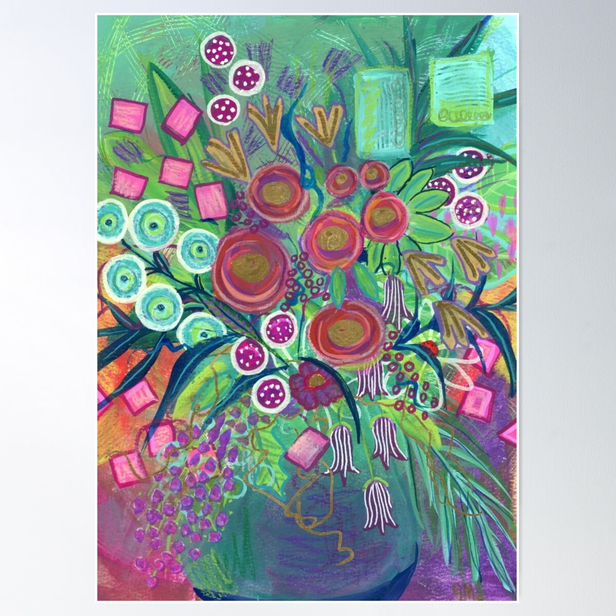 Confetti In Blue Jar Poster Wall Art, Modern Wall Decor For Living Room ...