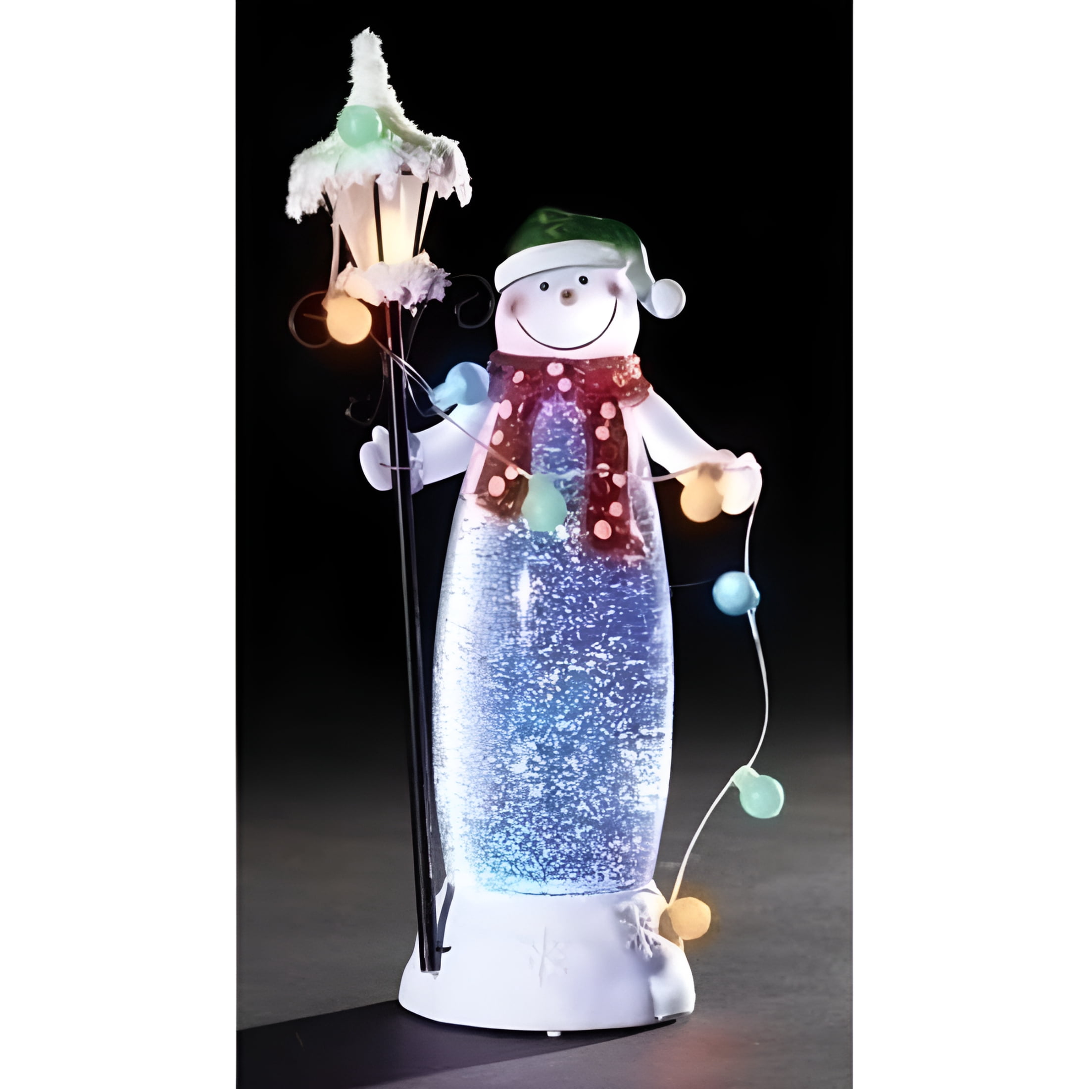 Confetti Lites LED Standing Snowman with a Lamp and String of Ornaments ...