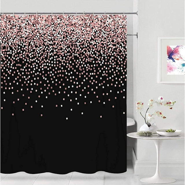 Confetti Pink Gold Glitter Scatter Top Gradient with On Black Falling ...