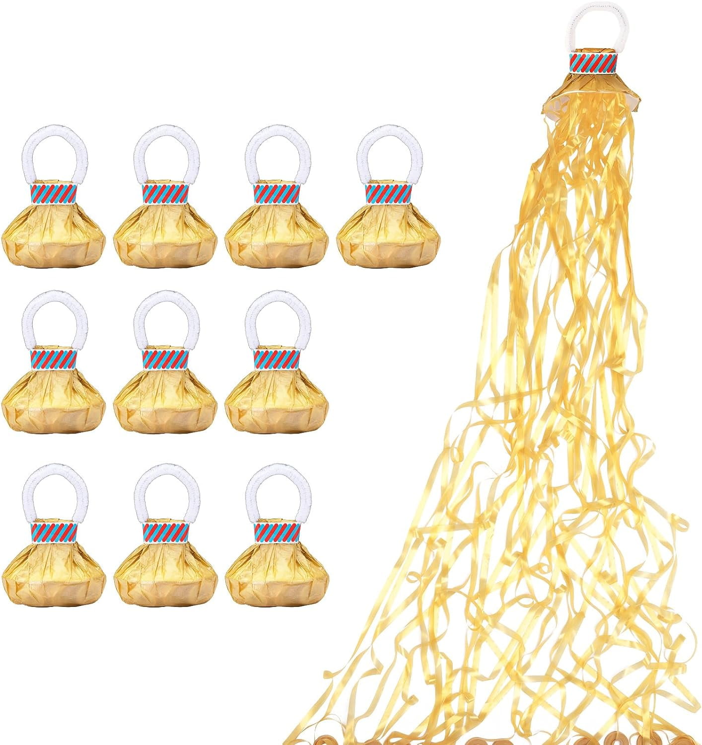 Confetti Poppers, 10 Pack Plastic No Mess Streamers, Party Poppers for ...