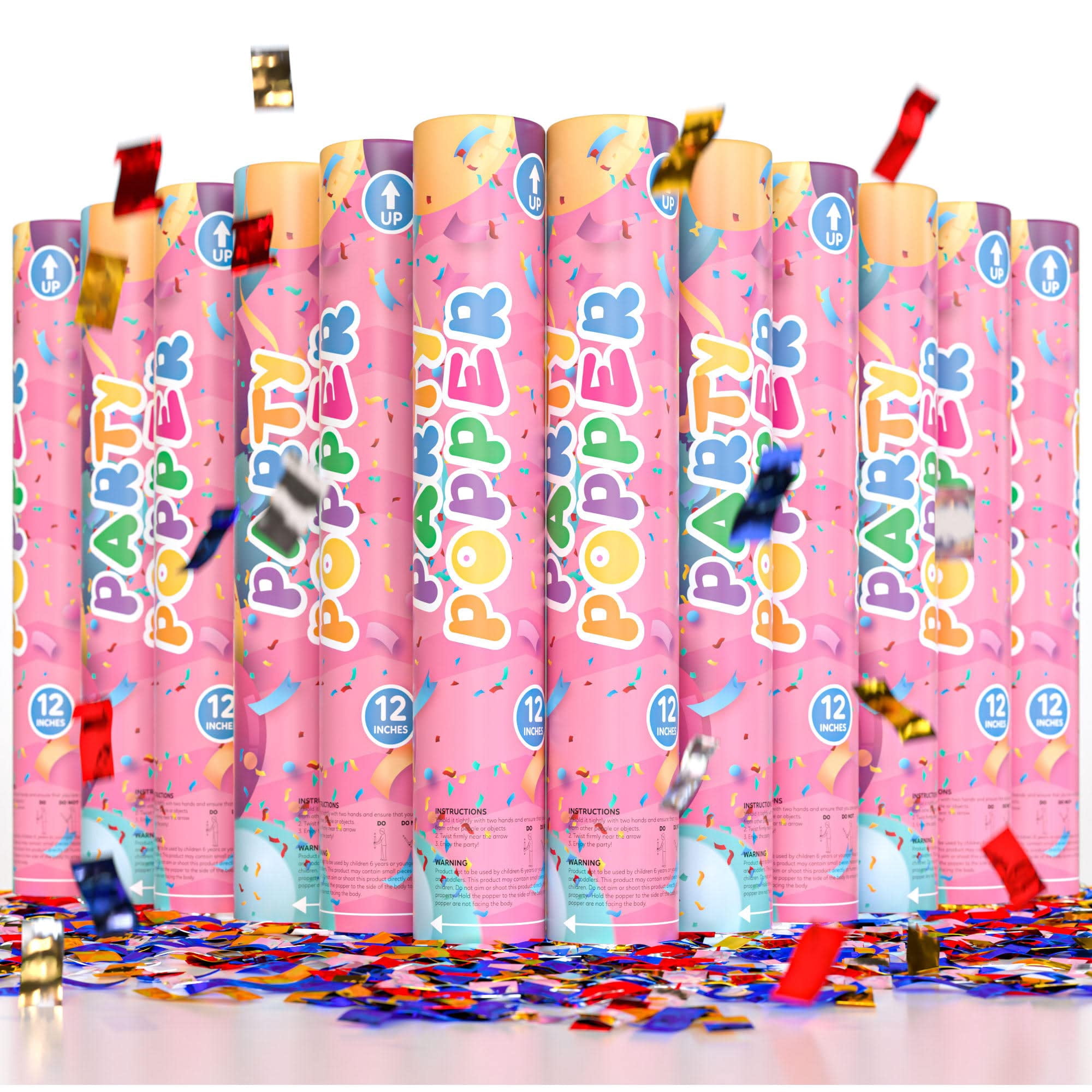 Confetti Poppers Confetti Cannon | 12 Pack | Glitter Multicolor ...