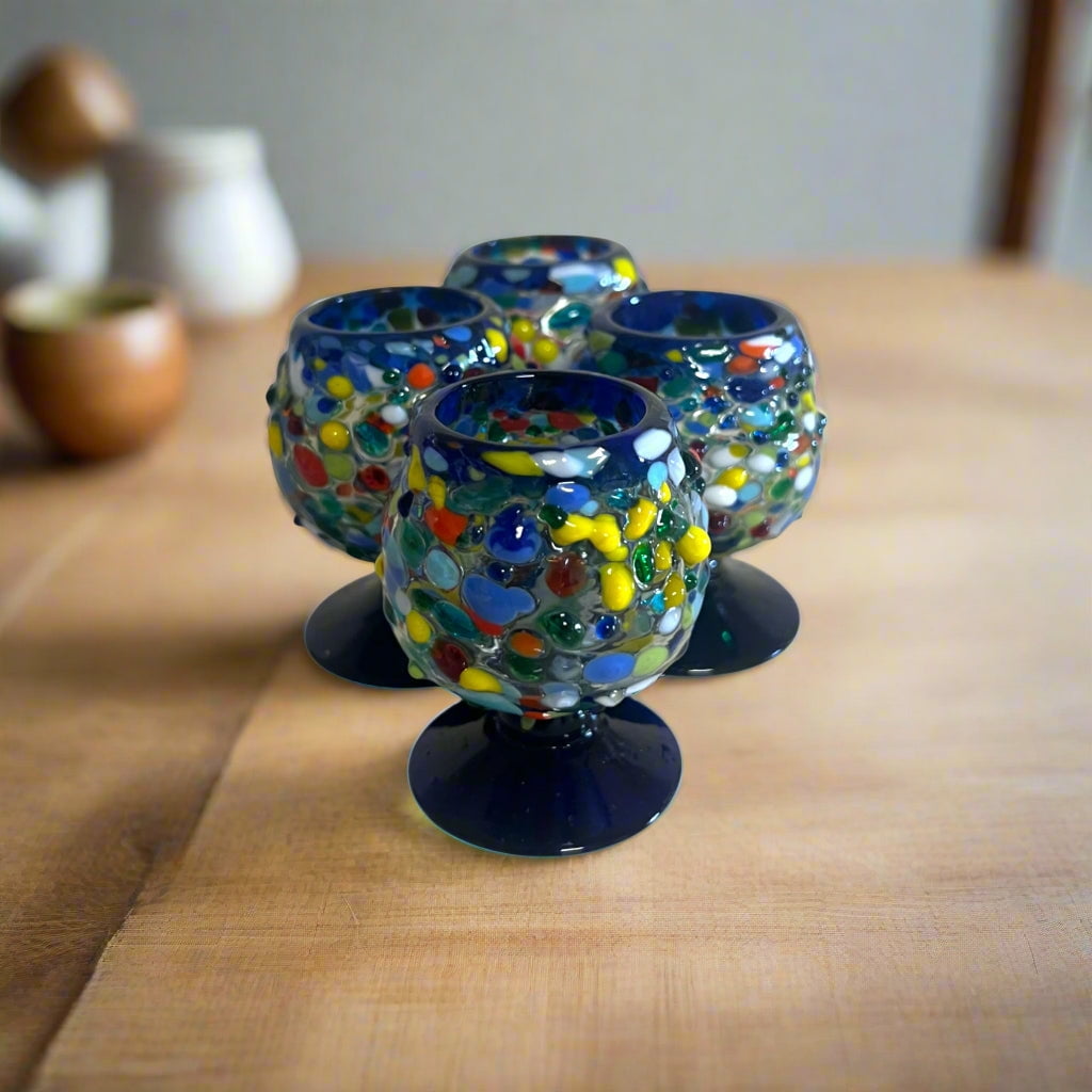 Confetti Rock Shot Glass | Blue Rim Cognac Style (Setof4) - Walmart.com