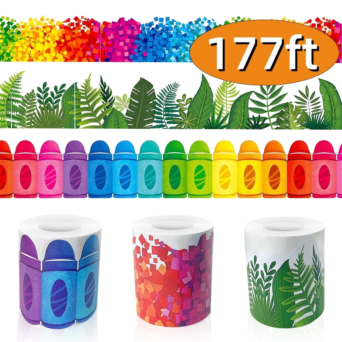 Bulletin Board Border Trim Decorations Confetti Scalloped Rolled ...