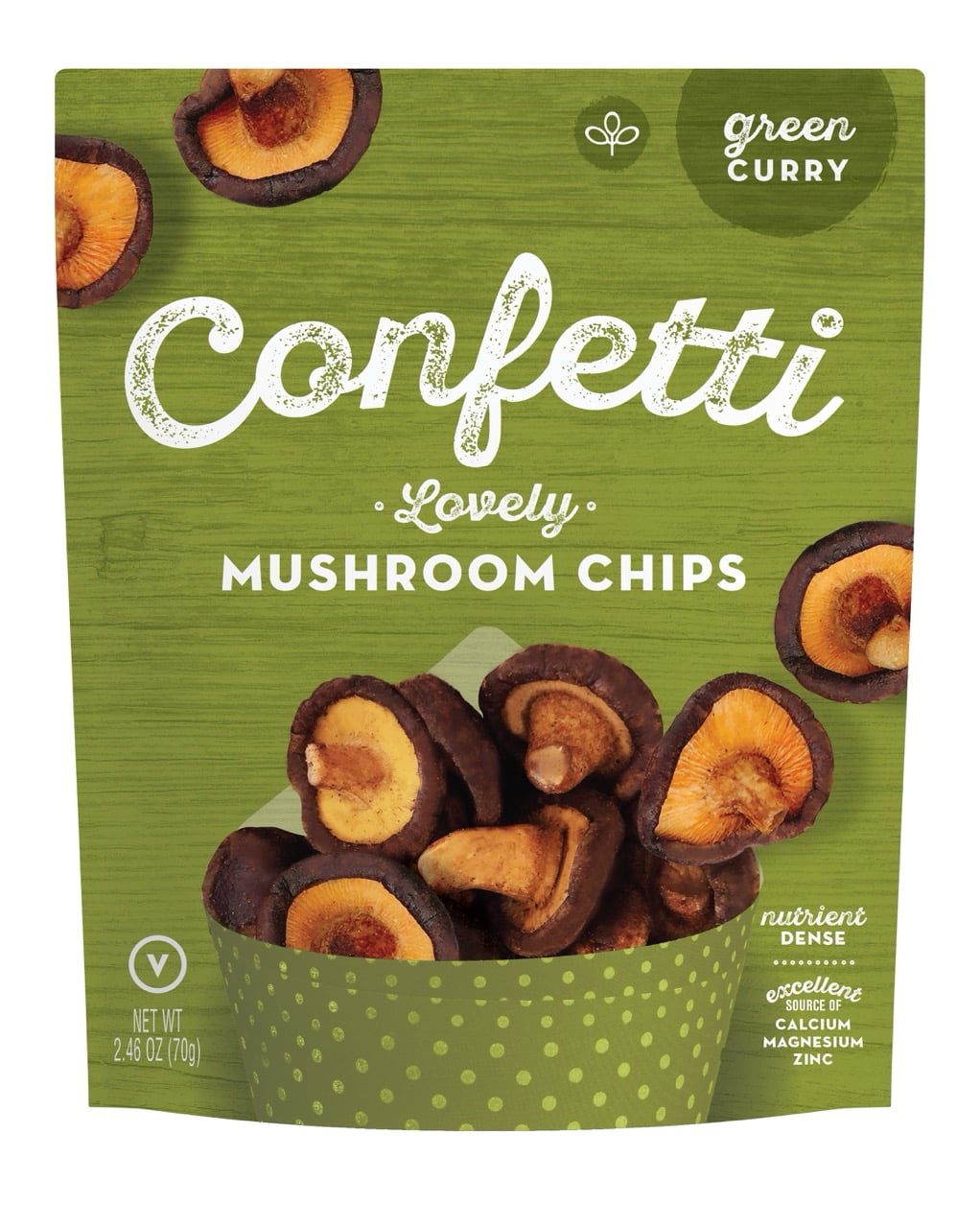 Confetti Snacks Healthy Vegan Mushroom Chips, Green Curry, 2.5 oz ...