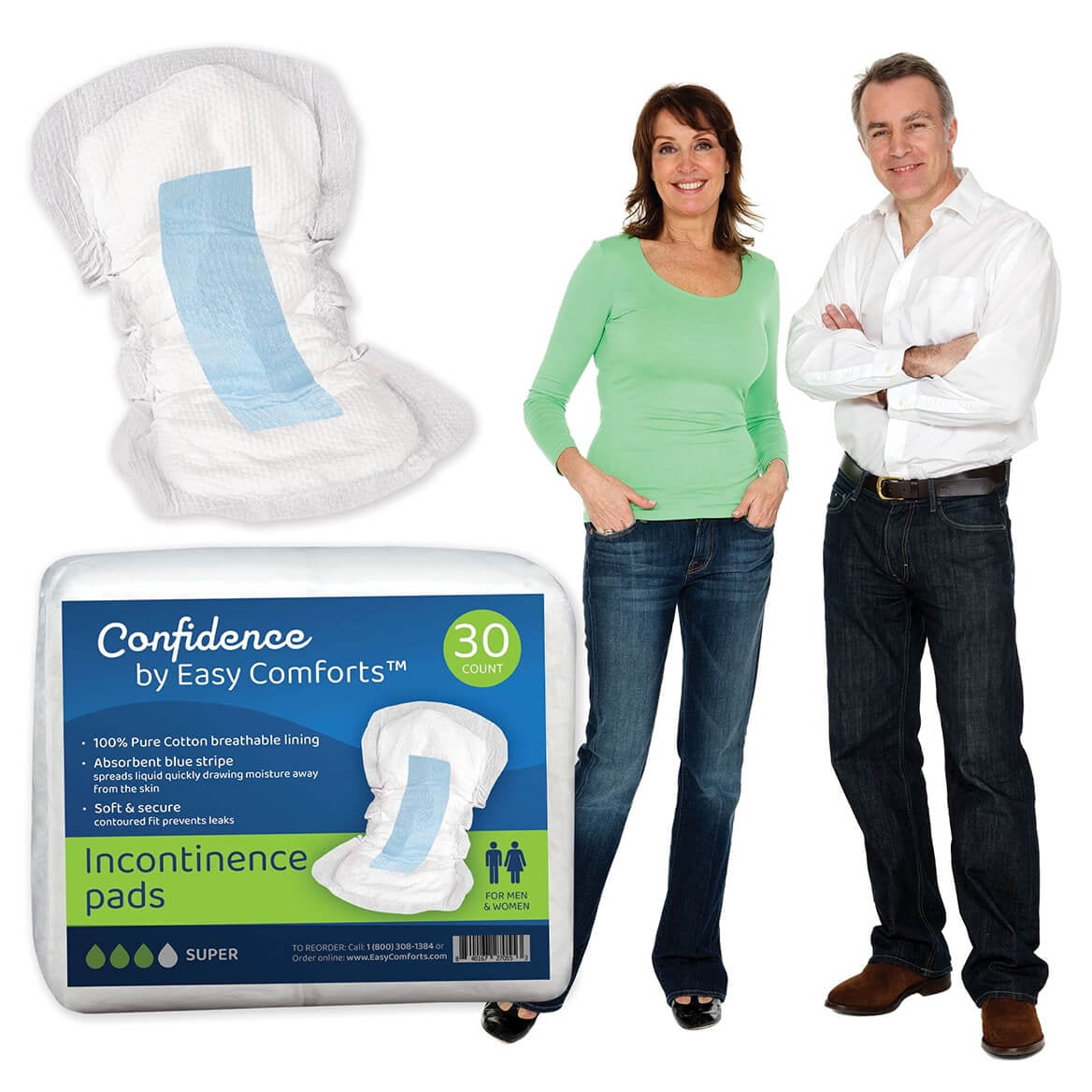 Confidence by Easy Comforts Adult Incontinence Pads Super Absorbency ...
