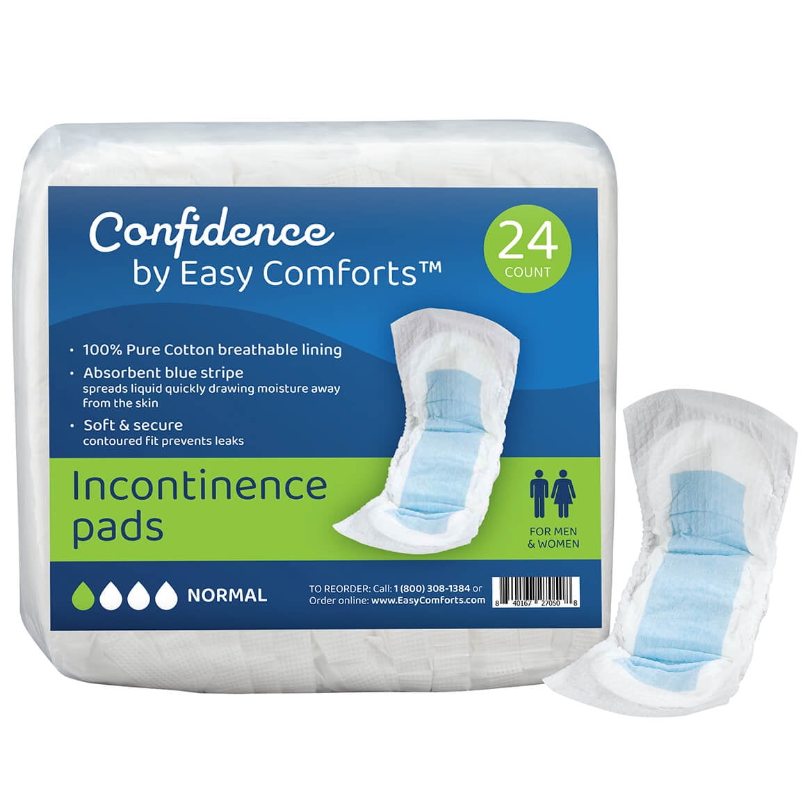 Confidence by Easy Comforts Incontinence Pads, Normal Absorbency, Pkg - Walmart.com