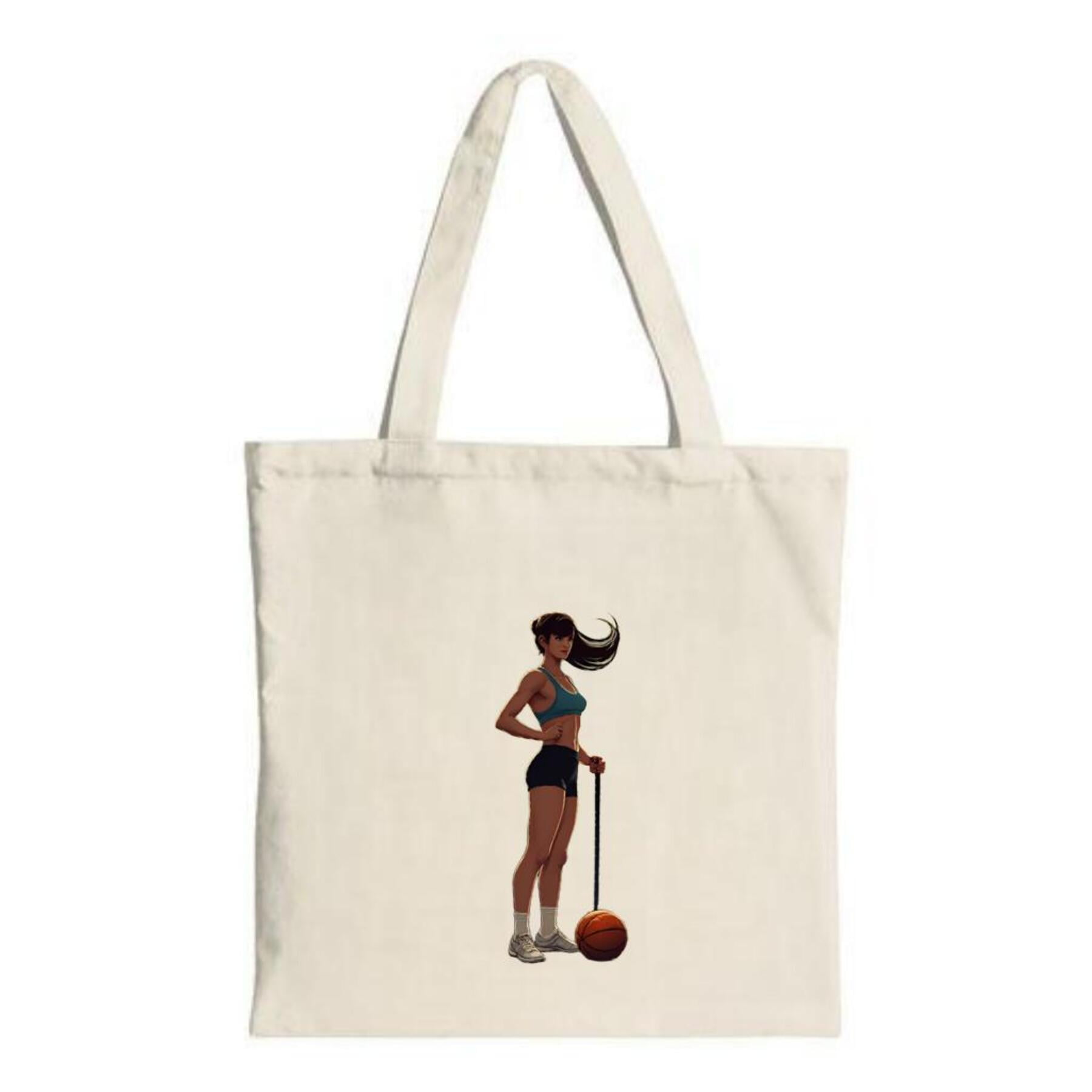 Confident Woman Basketball & Rope Illustration Canvas Tote Bag ...