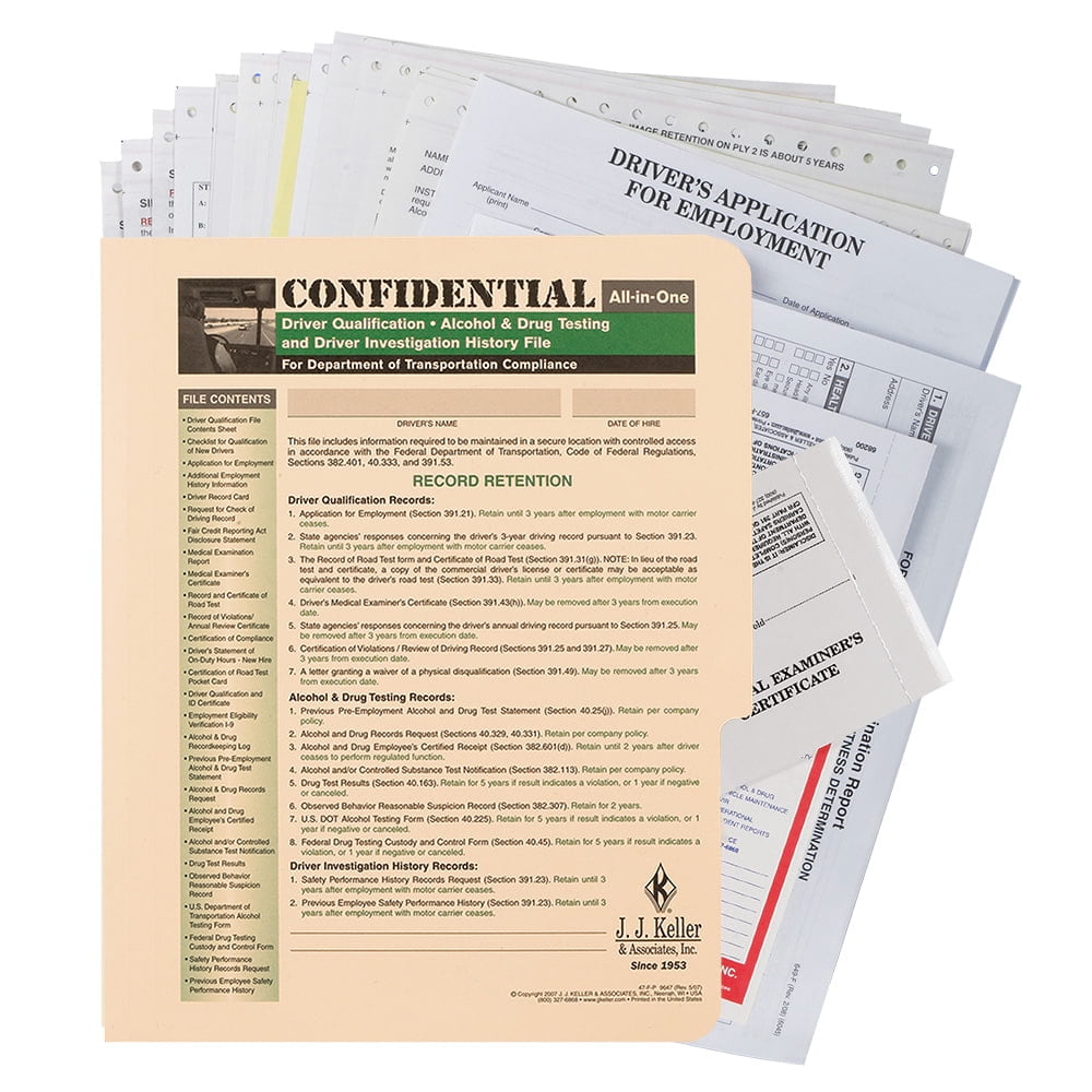 Confidential All-In-One Driver Qualification Packet - Single Copy, 9.5" x 11.75" - Includes ...