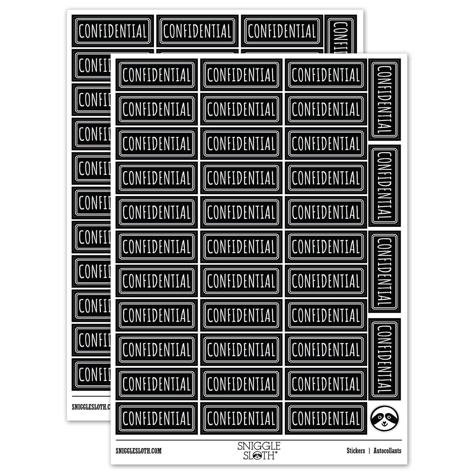 Confidential Double Line Border Document Sticker Set - Black - Gloss ...