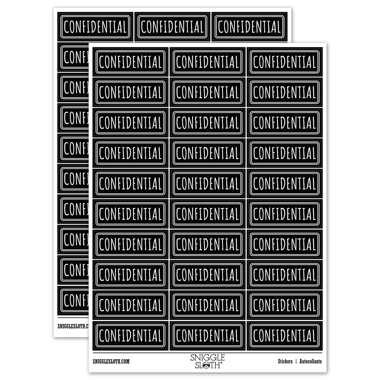 Confidential Double Line Border Document Sticker Set - Black - Gloss ...