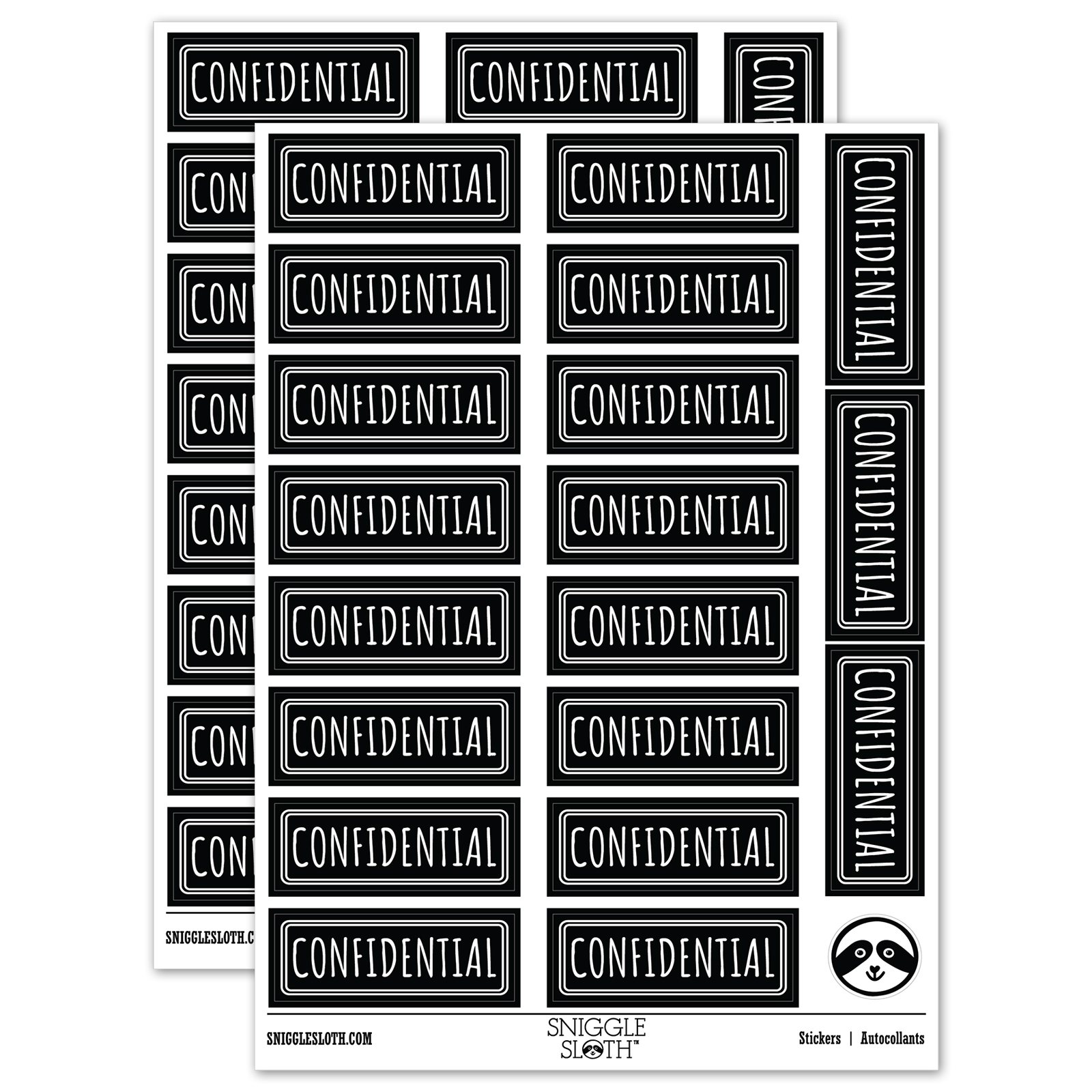 Confidential Double Line Border Document Sticker Set - Black - Gloss ...