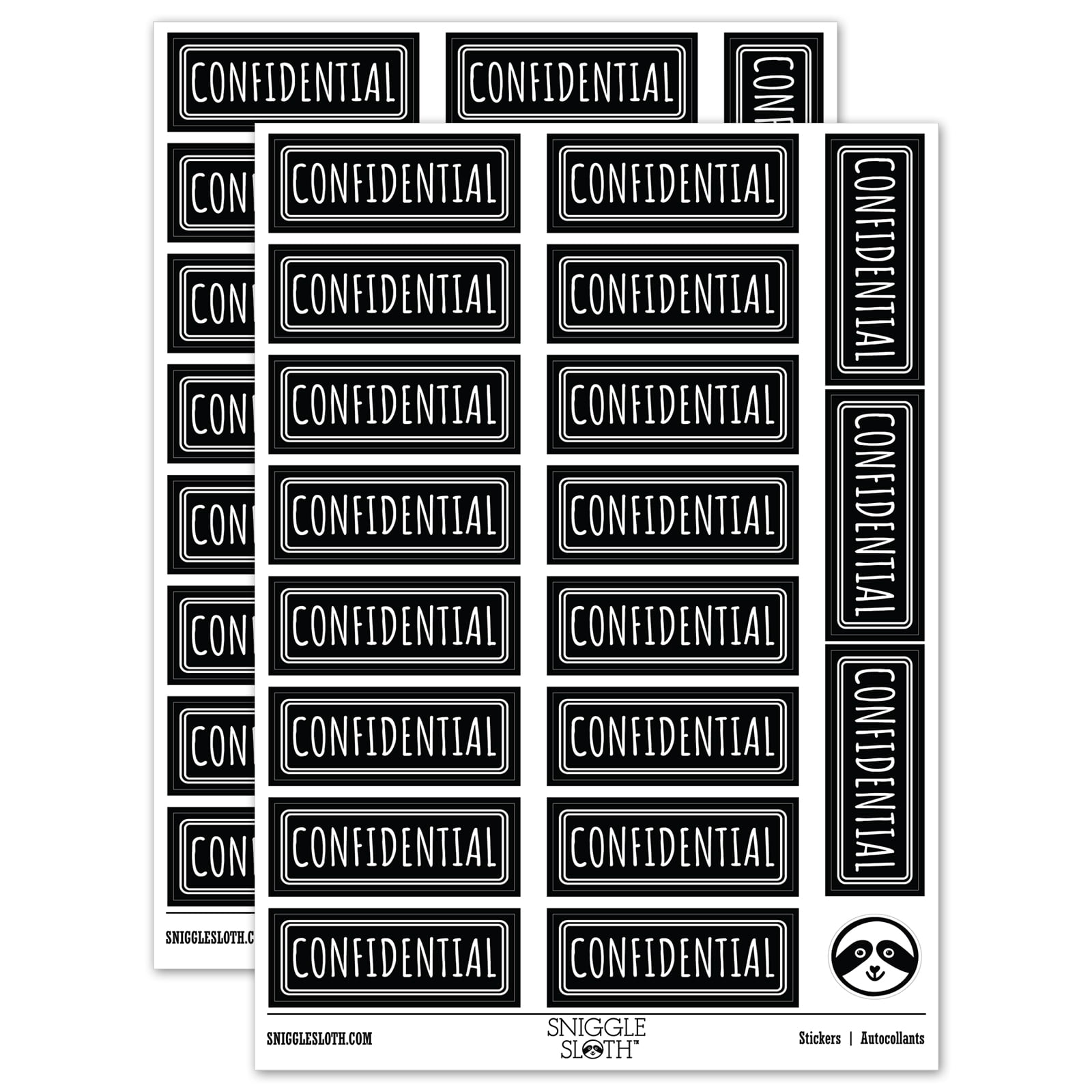 Confidential Double Line Border Document Sticker Set - Black - Matte ...
