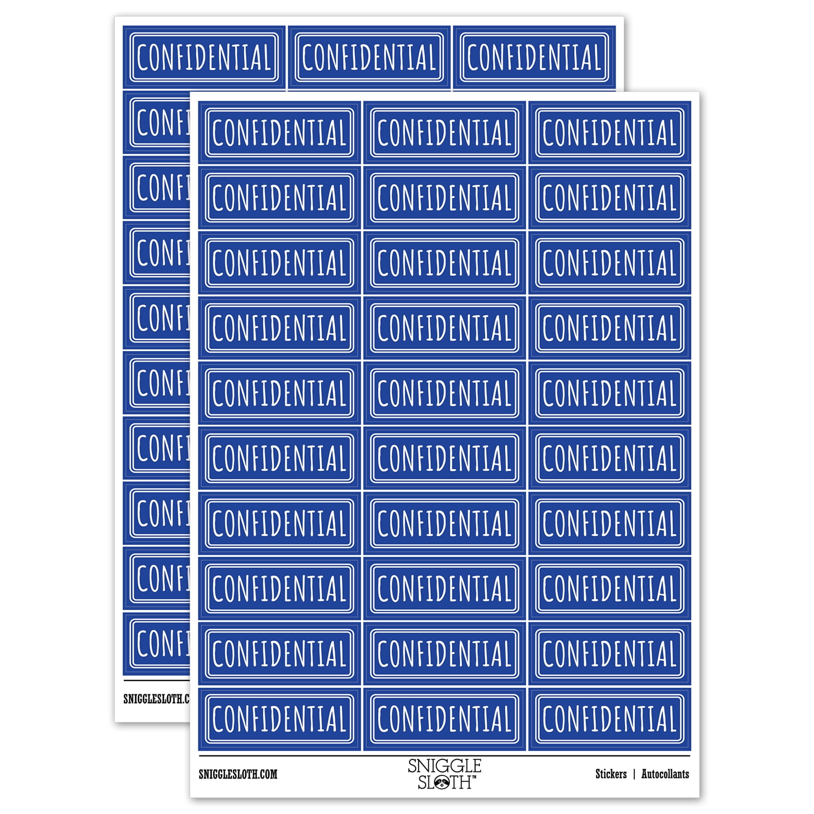 Confidential Double Line Border Document Sticker Set - Dark Blue ...
