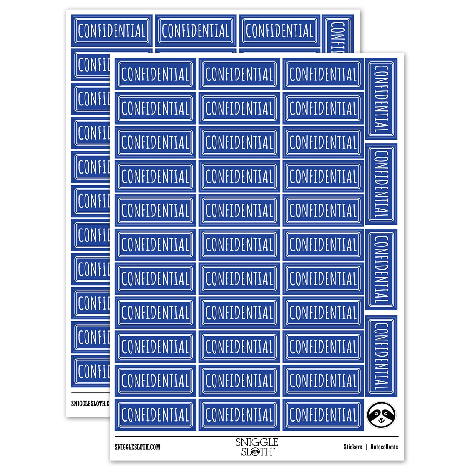Confidential Double Line Border Document Sticker Set - Dark Blue ...