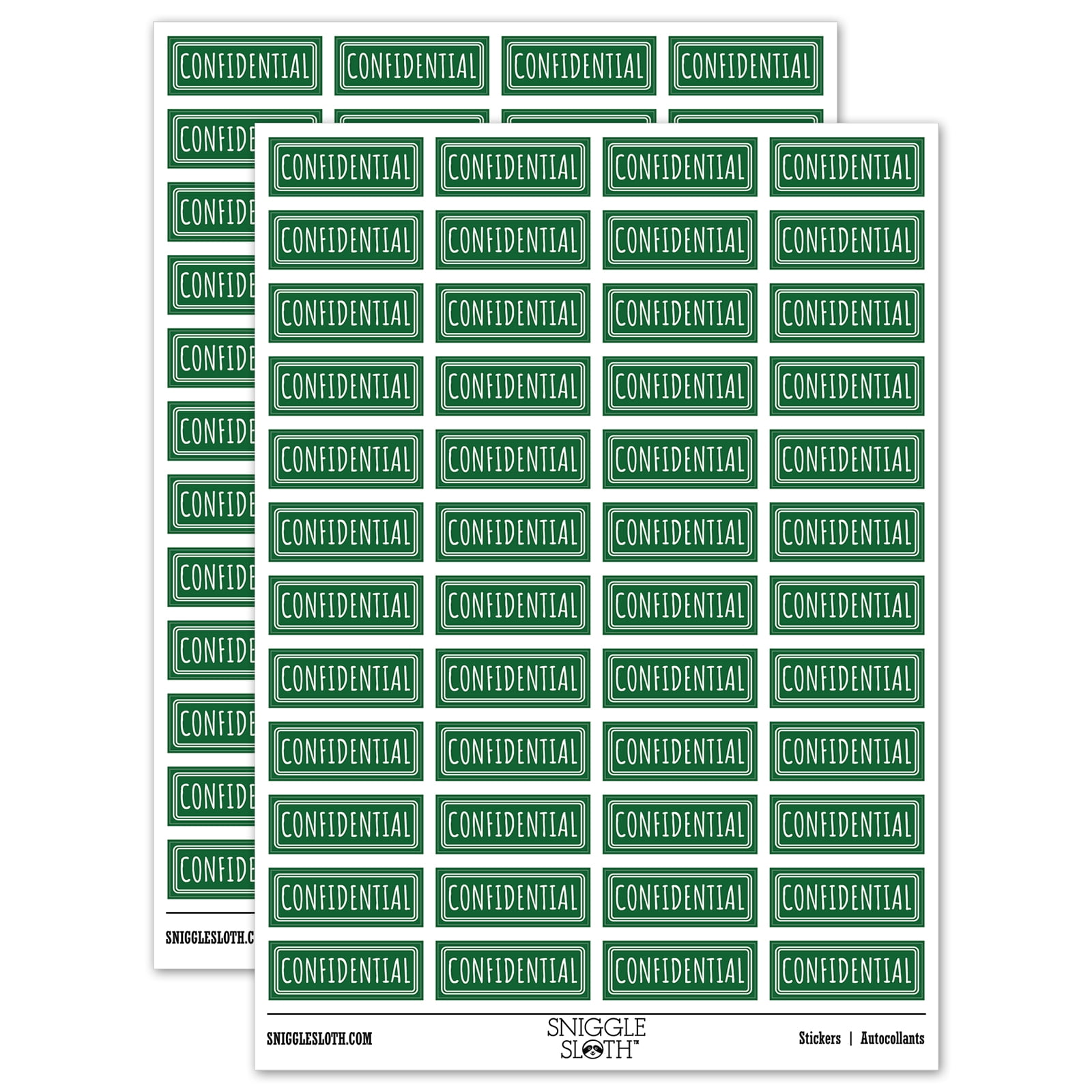 Confidential Double Line Border Document Sticker Set - Dark Green ...