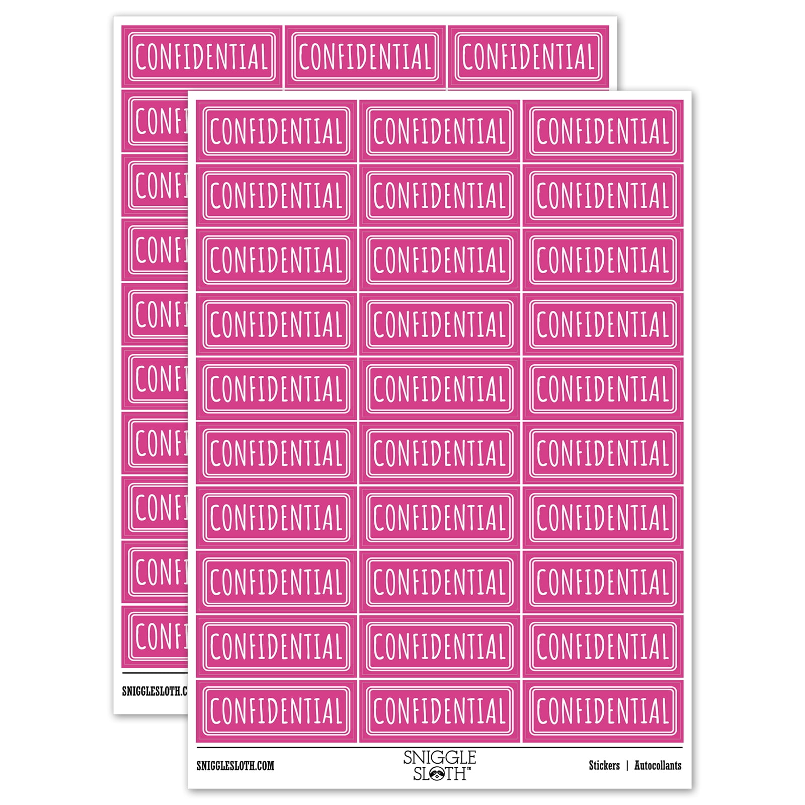 Confidential Double Line Border Document Sticker Set - Hot Pink - Gloss ...