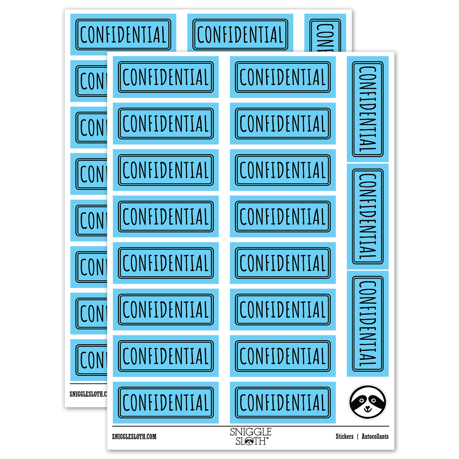 Confidential Double Line Border Document Sticker Set - Light Blue ...