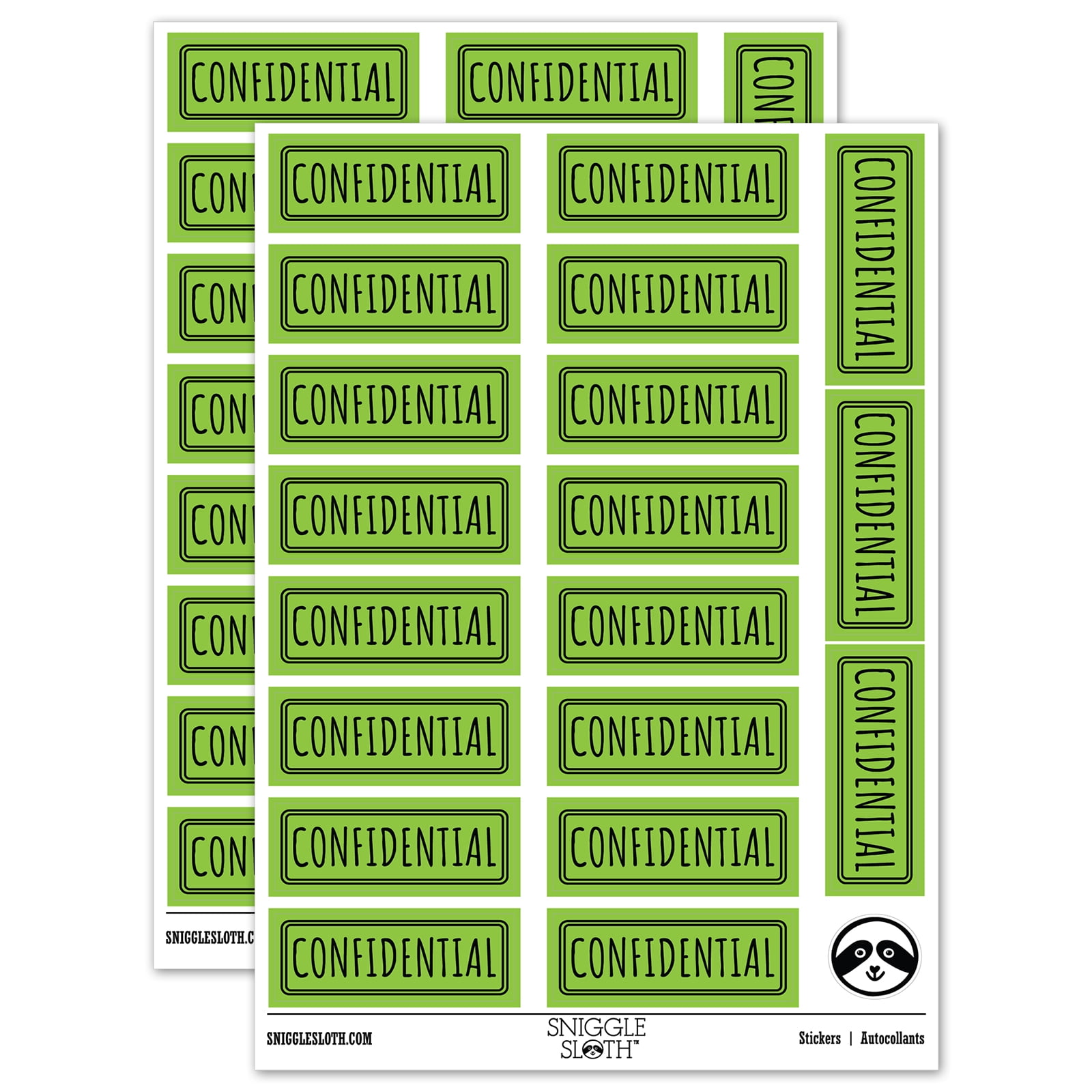 Confidential Double Line Border Document Sticker Set - Light Green ...