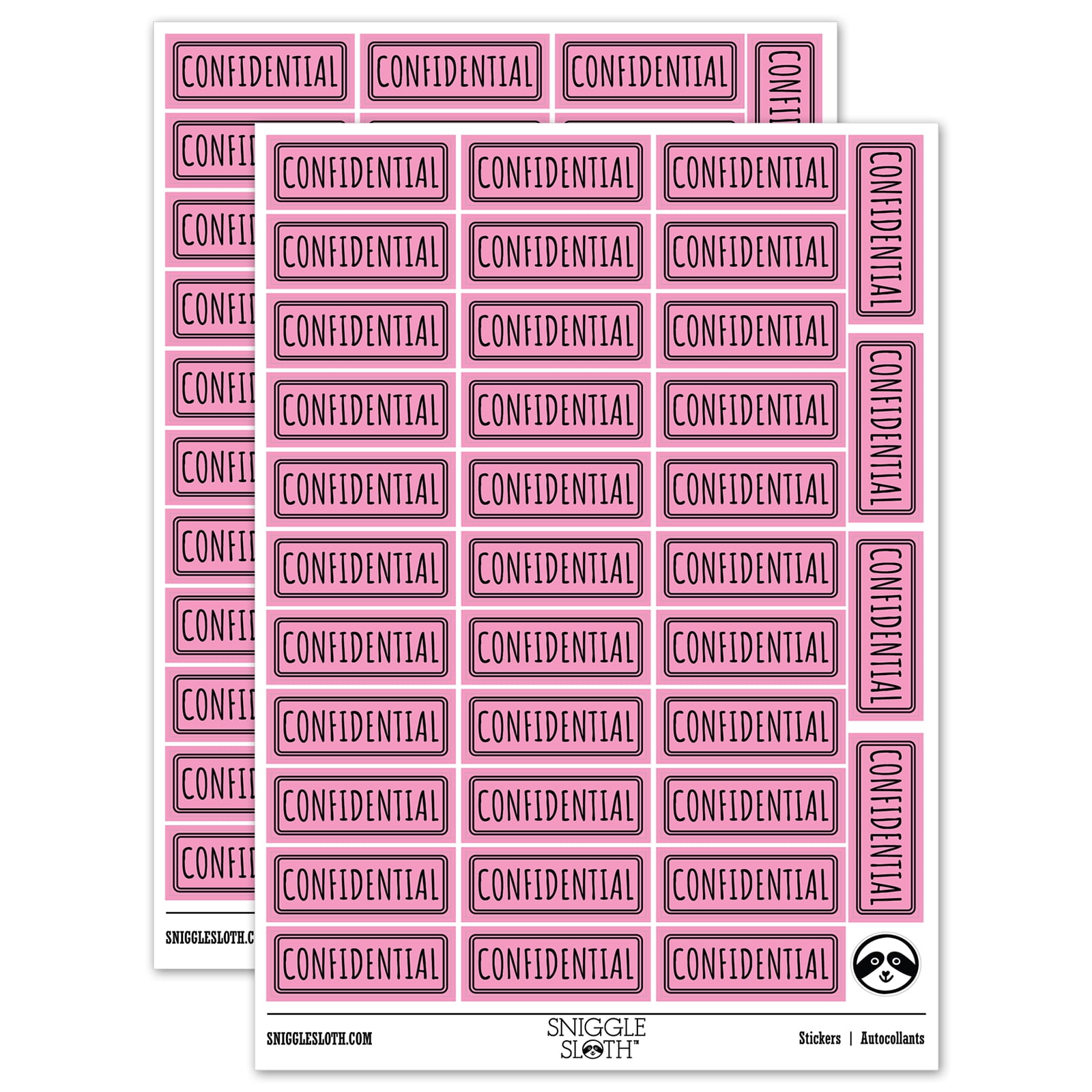 Confidential Double Line Border Document Sticker Set - Light Pink ...
