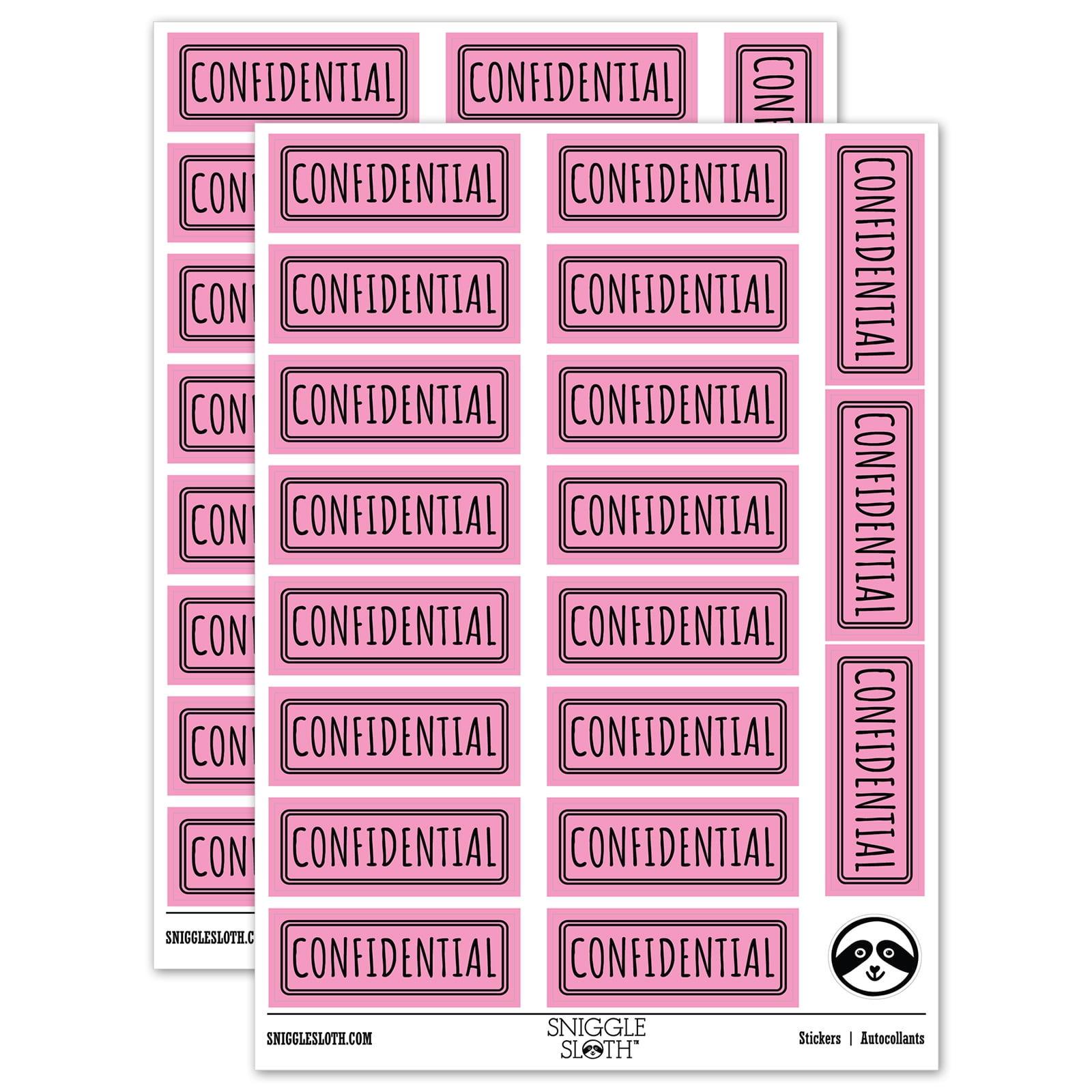 Confidential Double Line Border Document Sticker Set - Light Pink ...