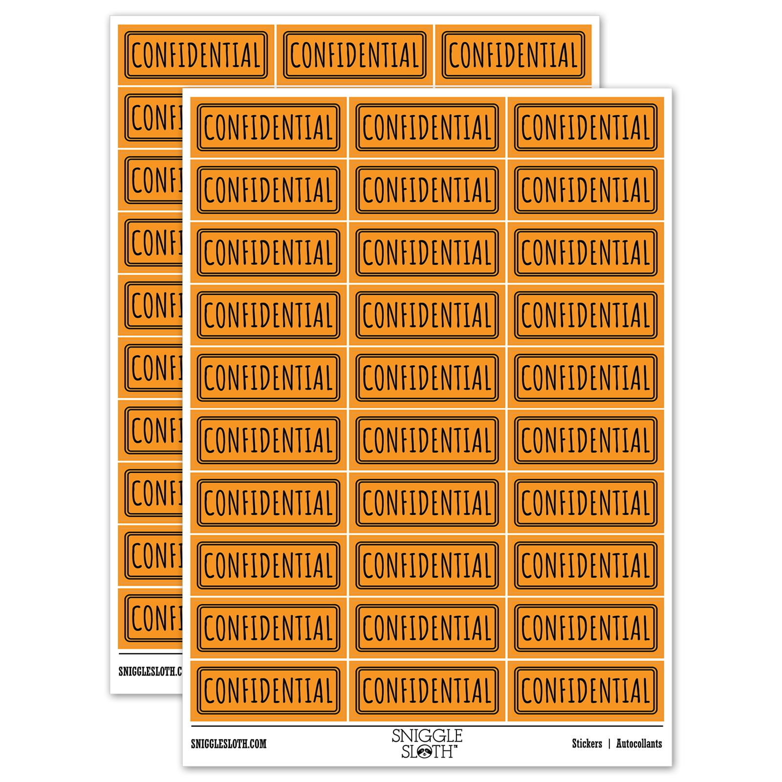 Confidential Double Line Border Document Sticker Set - Orange - Gloss ...