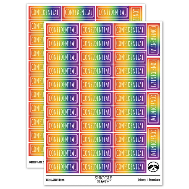 Confidential Double Line Border Document Sticker Set - Rainbow - Gloss ...