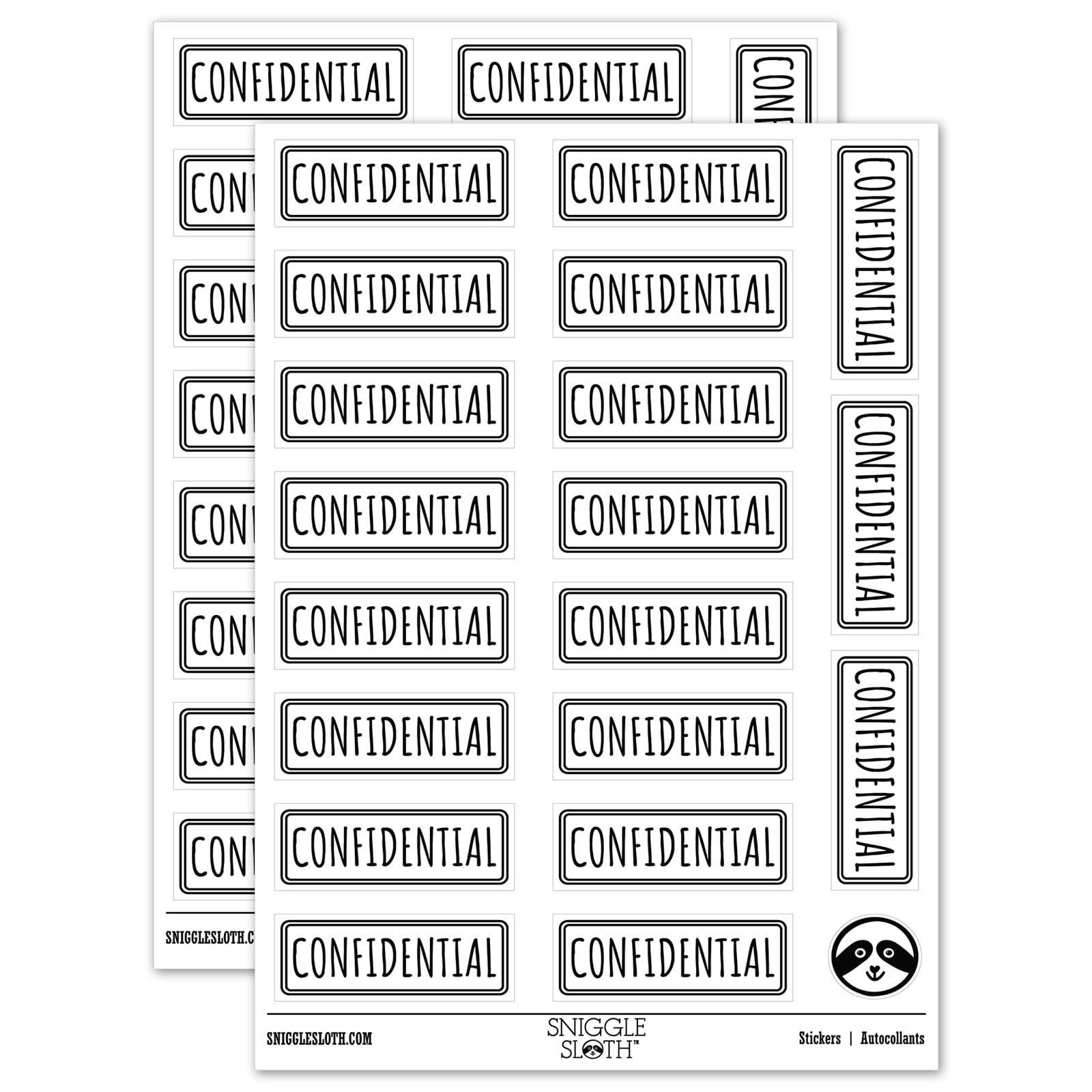Confidential Double Line Border Document Sticker Set - White - Gloss ...