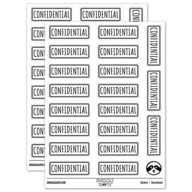 Confidential Double Line Border Document Sticker Set - White - Gloss ...