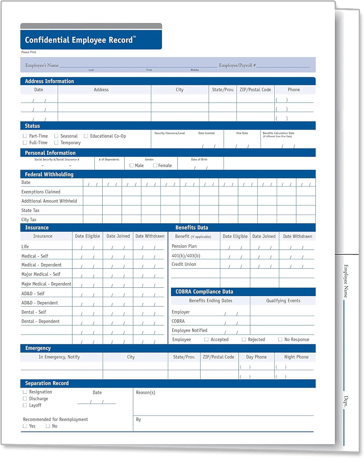 Confidential Employee Record Folder | 25 Pack - Walmart.com