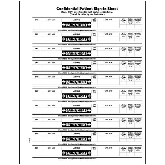 Confidential Patient Sign-In Books for "Doctor Offices", 500/Book, Min ...