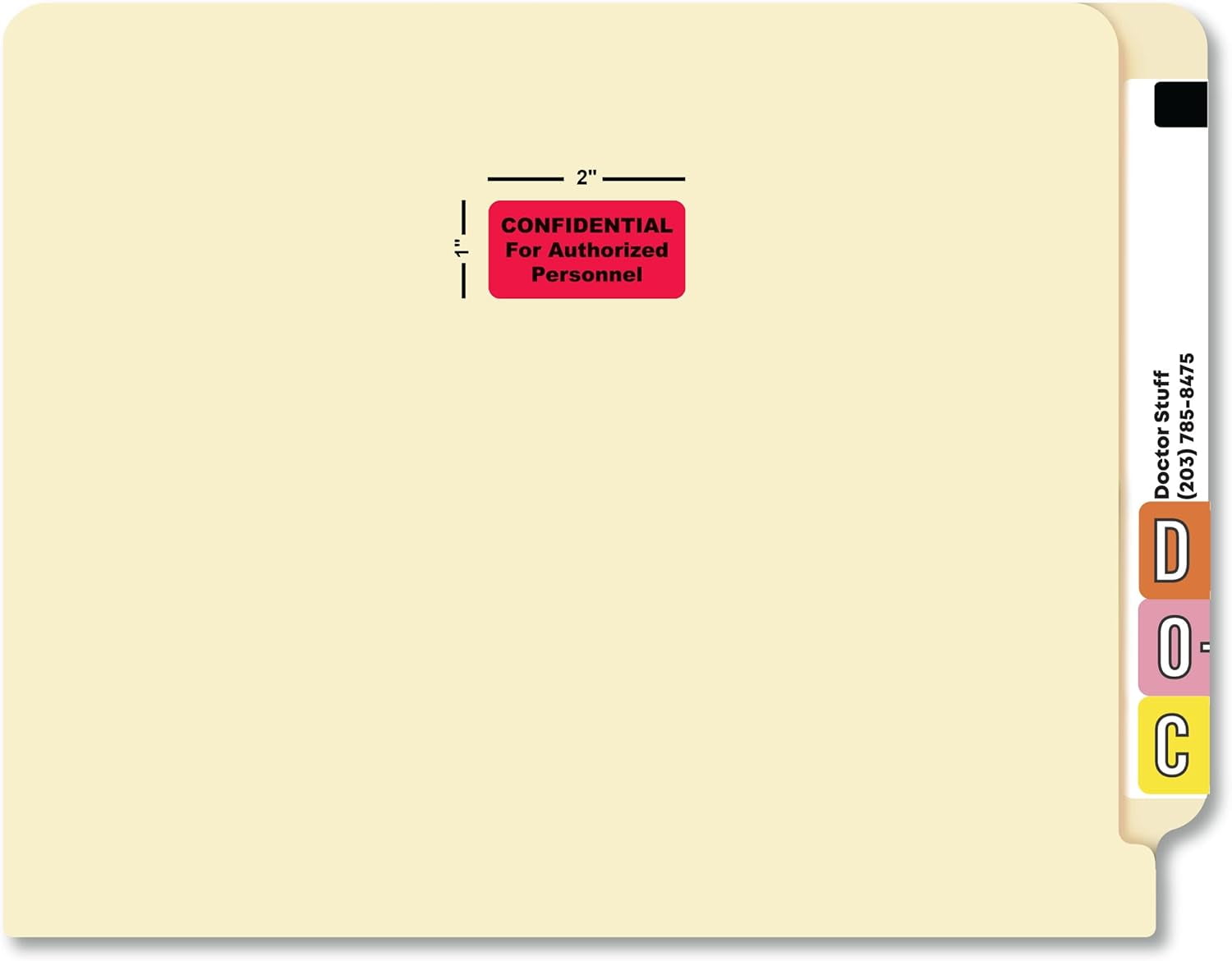 Confidential for Authorized Personnel Chart Label for Medical Files, 2 ...