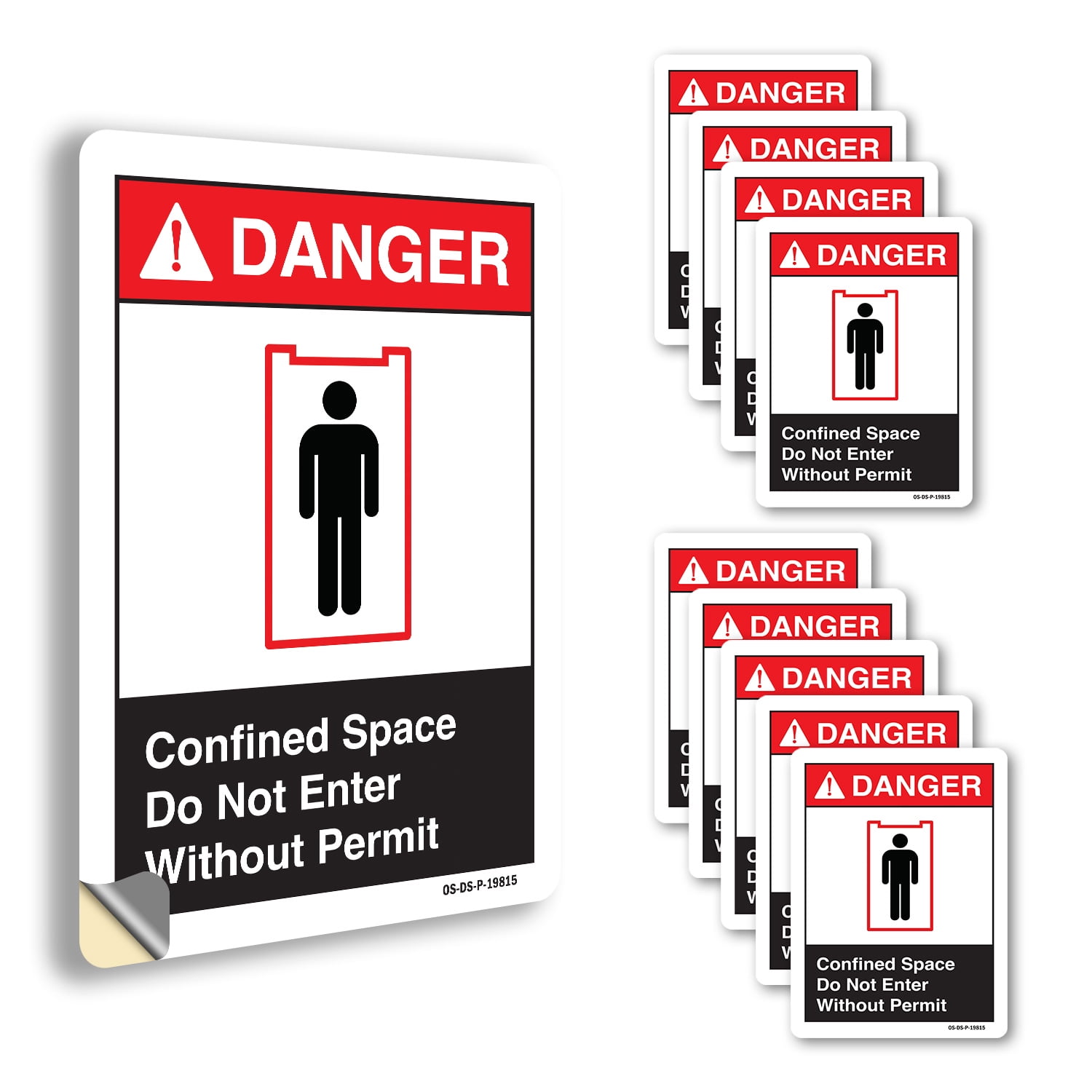 Confined Space Do Not Enter Without Permit (With Graphic) ANSI Danger ...