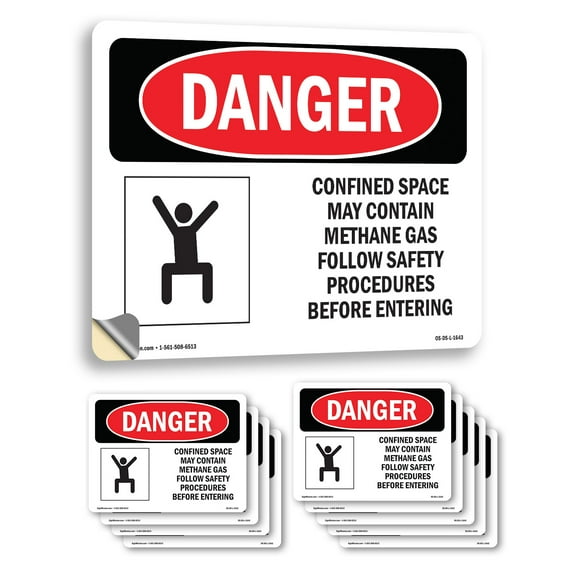 Confined Space May Contain Methane Gas OSHA Danger Vinyl Decal Label 24 ...