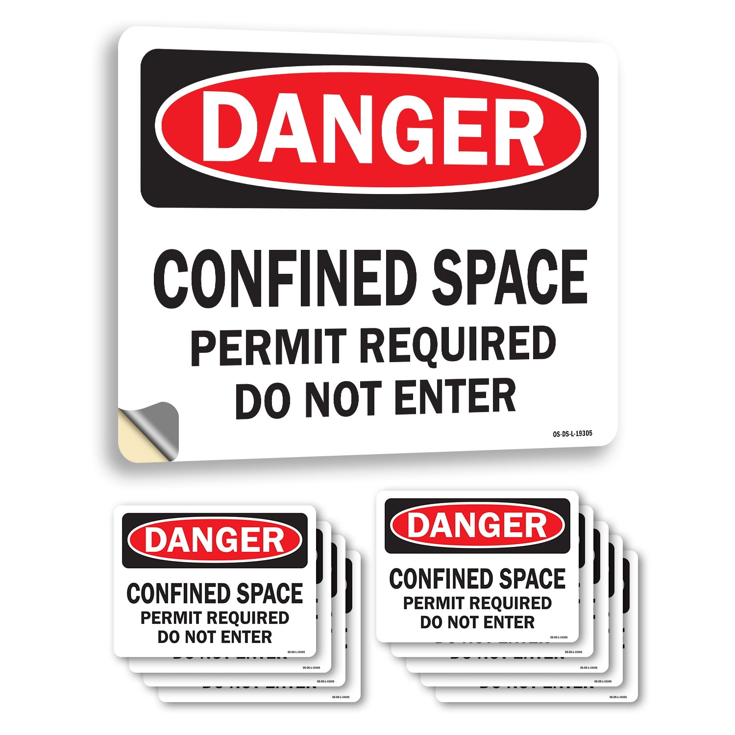 Confined Space Permit Required Do Not Enter OSHA Danger Vinyl Decal Label 7 Inch x 5 Inch - 10 ...