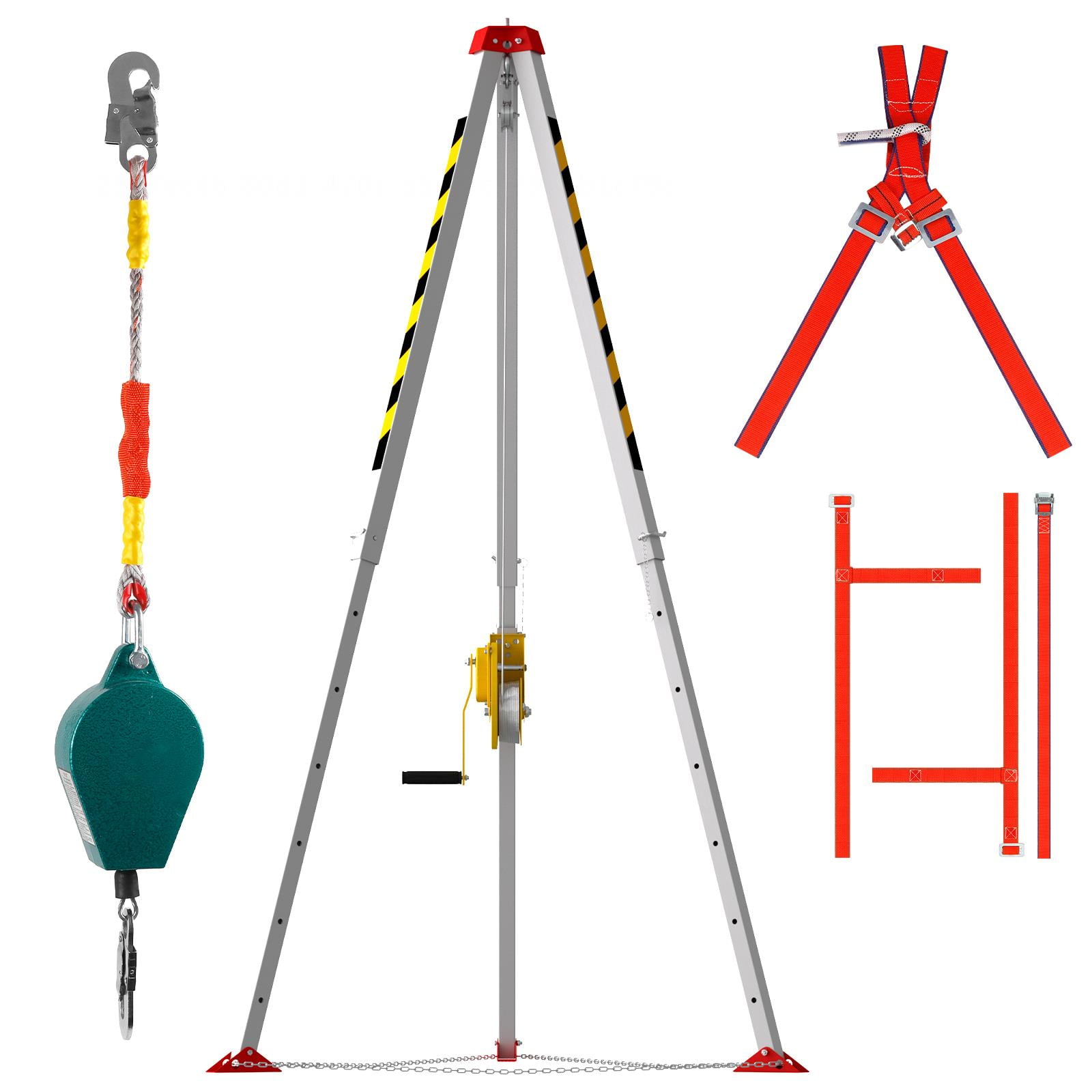 Confined Space Rescue Tripod: 1200 lbs Winch, 7' Legs, 98' Cable ...
