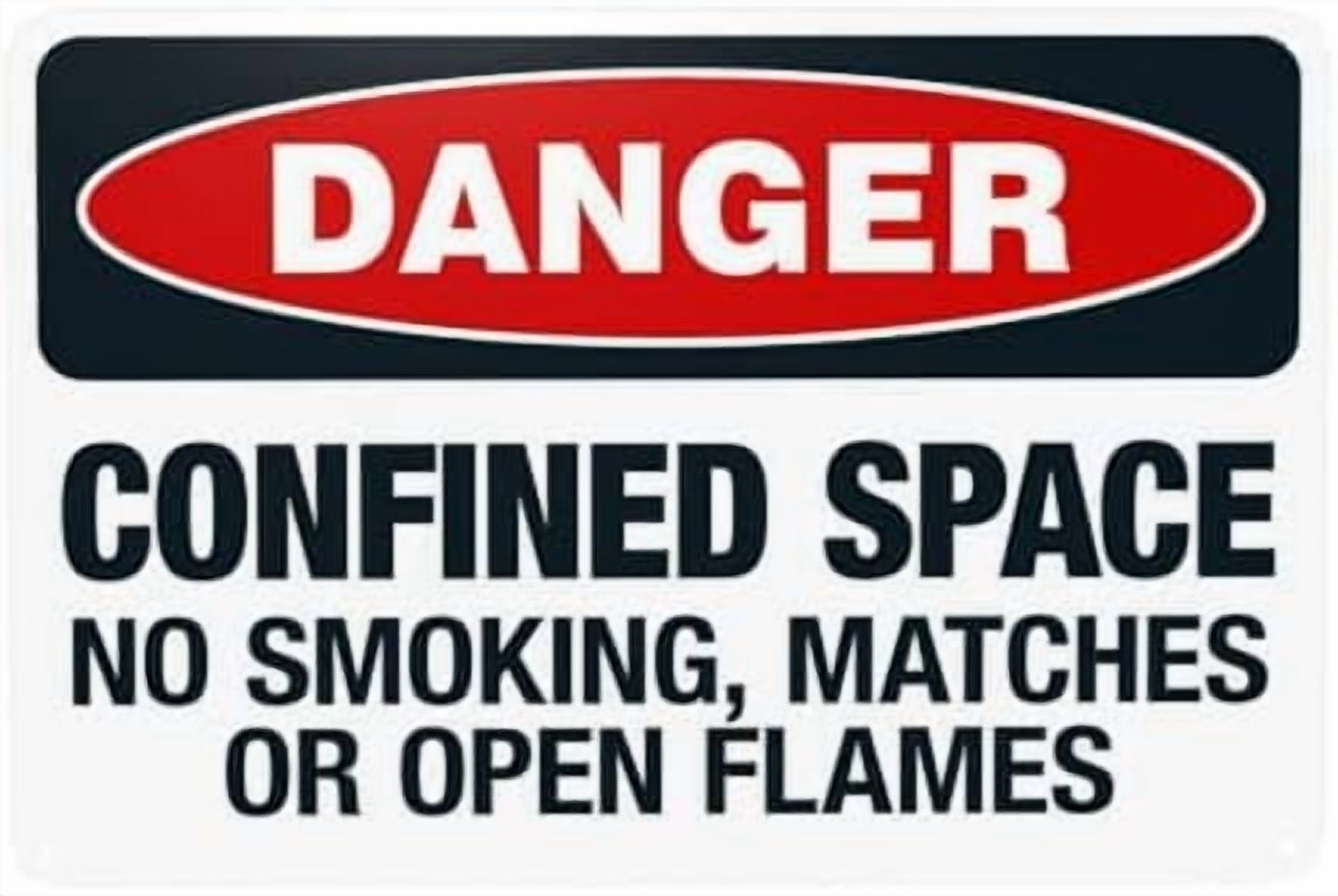 Confined Space No Smoking, Matches Or Open Flames Warning Sign ...