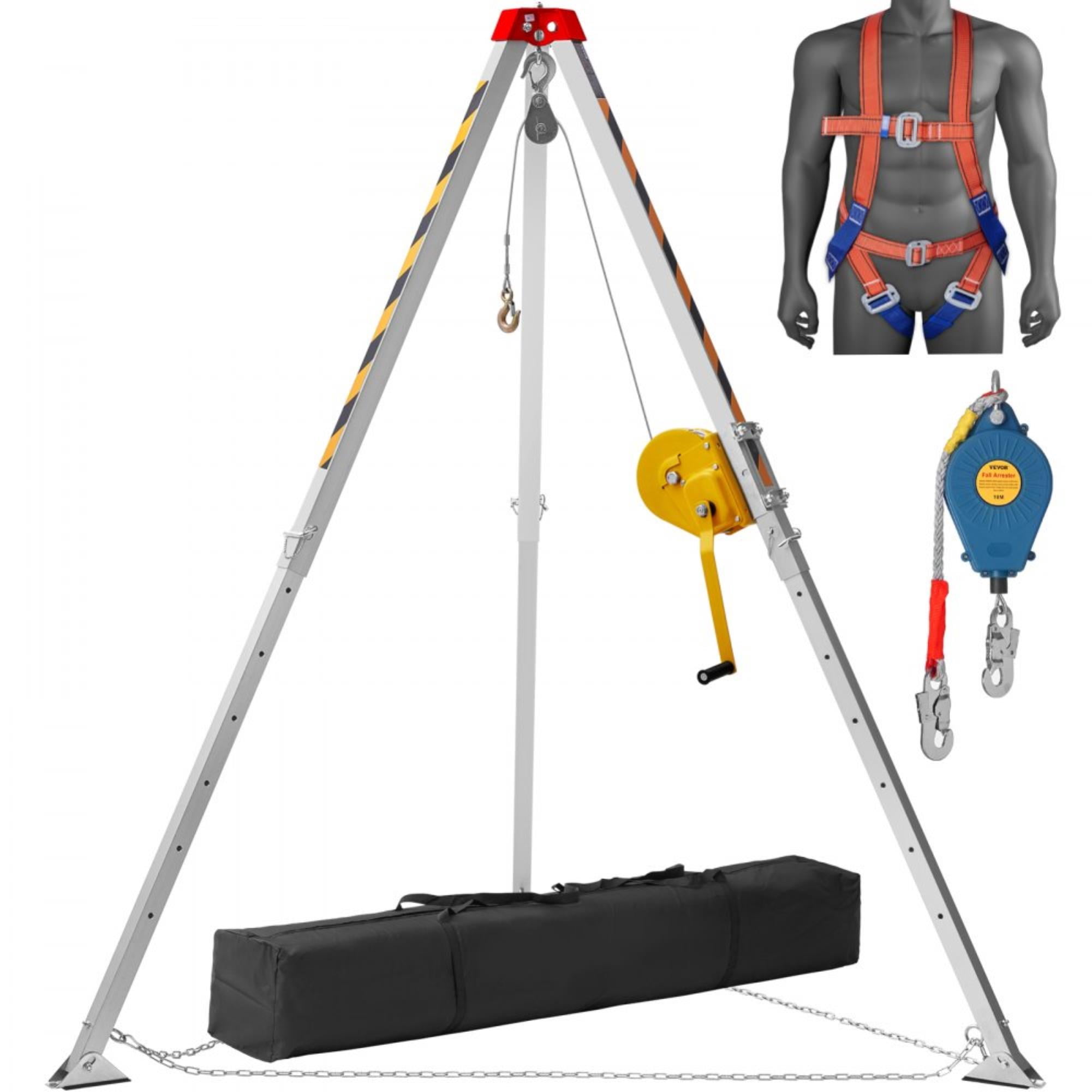 Confined Space Tripod Kit - 7' Adjustable Legs, 98' Safety Cable, 1800 ...