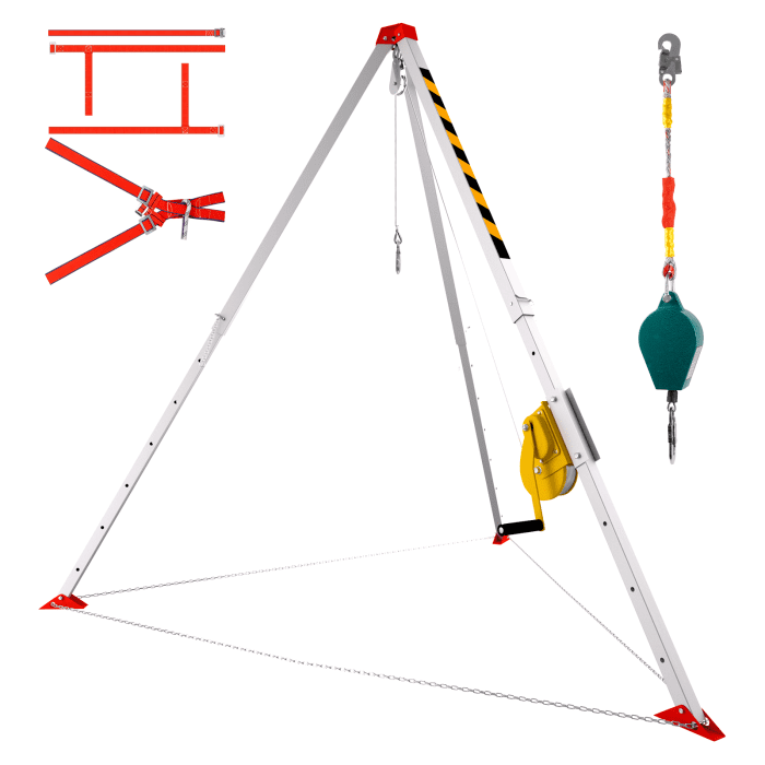 Confined Space Tripod Kit, Auto-Locking Fall Protection, 66LBS, Stable ...