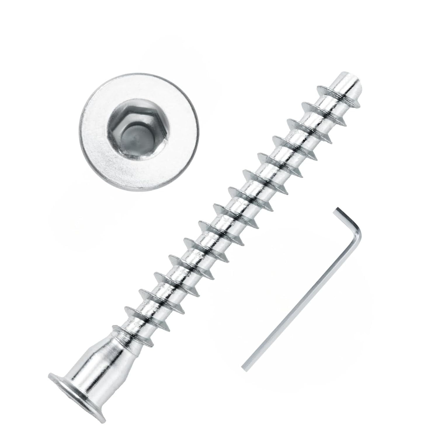 Confirmat Screws, M6.3 x 50mm 20 PCs, Hex Socket Drive Countersunk ...