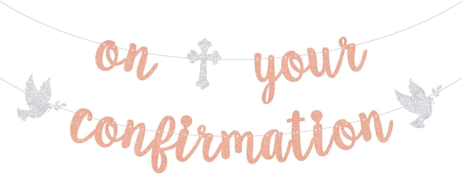 On Your Confirmation Banner, First Communion, God Bless, Glittery ...