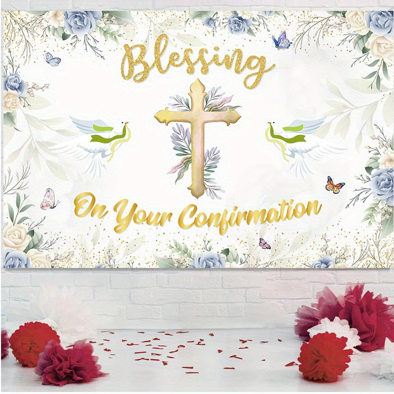 Confirmation Celebration Backdrop Banner - "Blessing on Your ...