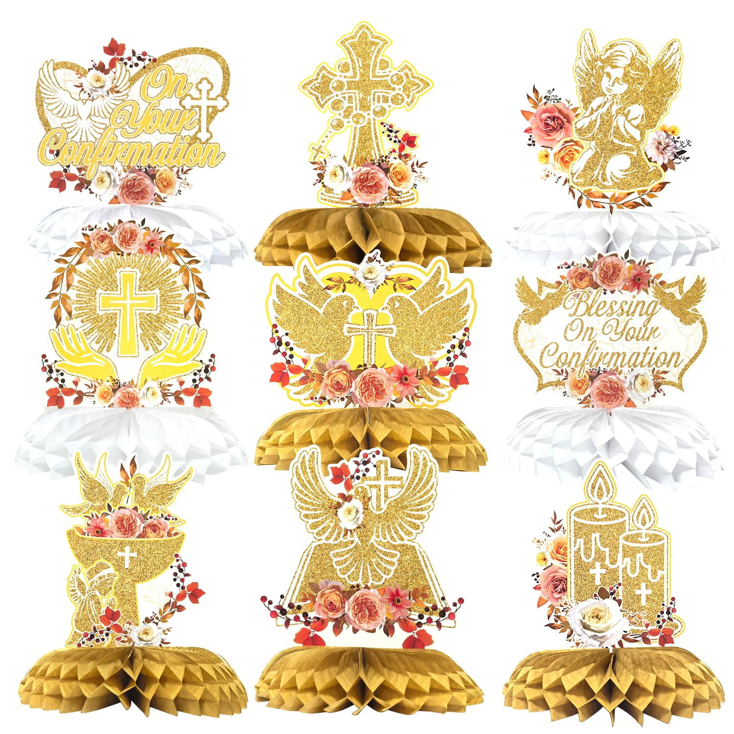 On Your Confirmation Honeycomb Centerpieces, Religious Baptism ...