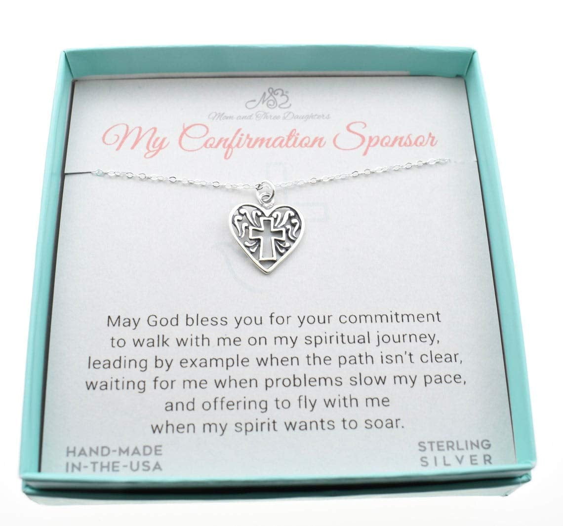 Confirmation Sponsor Gift for Women. Cross in Heart Charm Necklace on ...