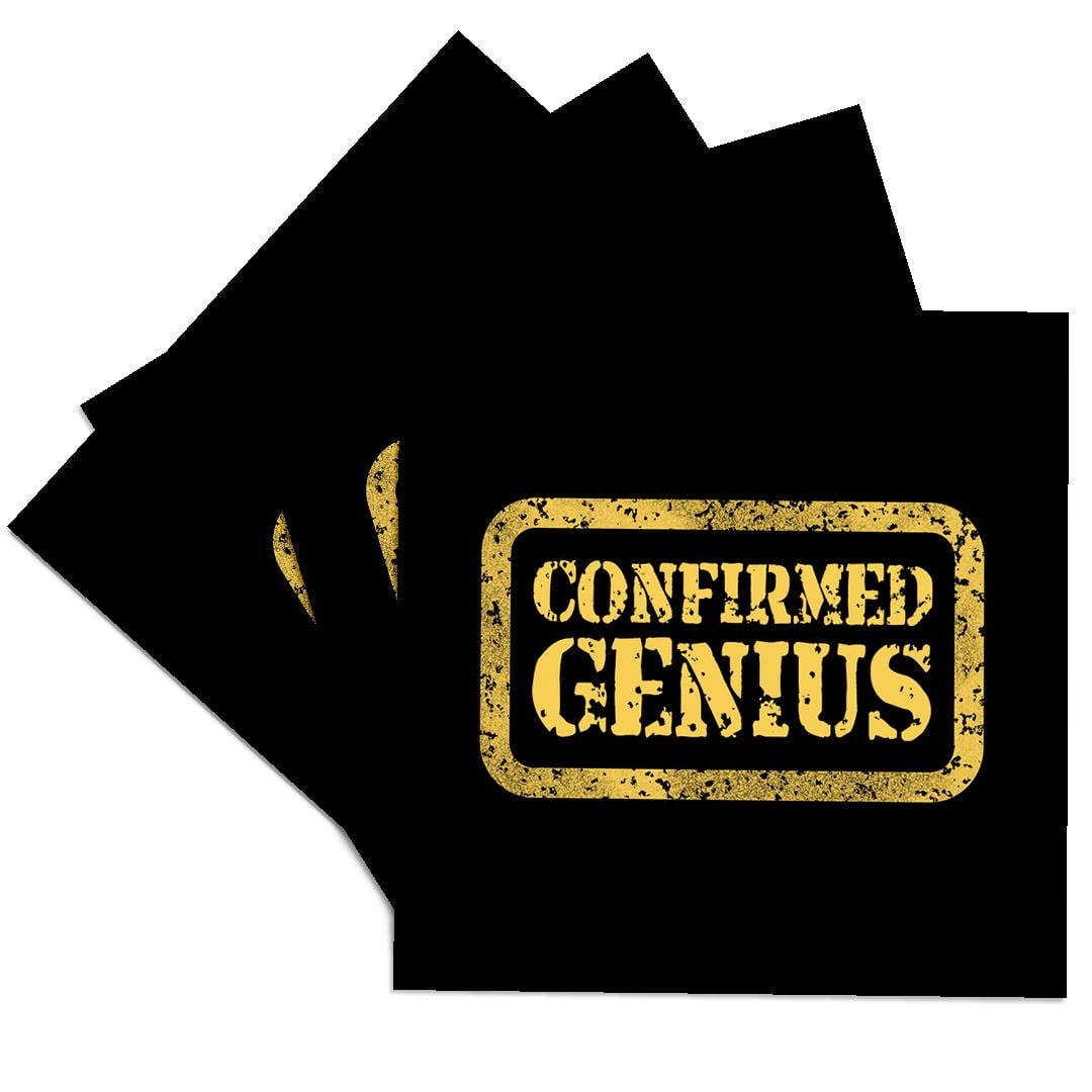 Confirmed Genius Ink Stamp Styled Text Inside A Frame. Yellow, Black ...